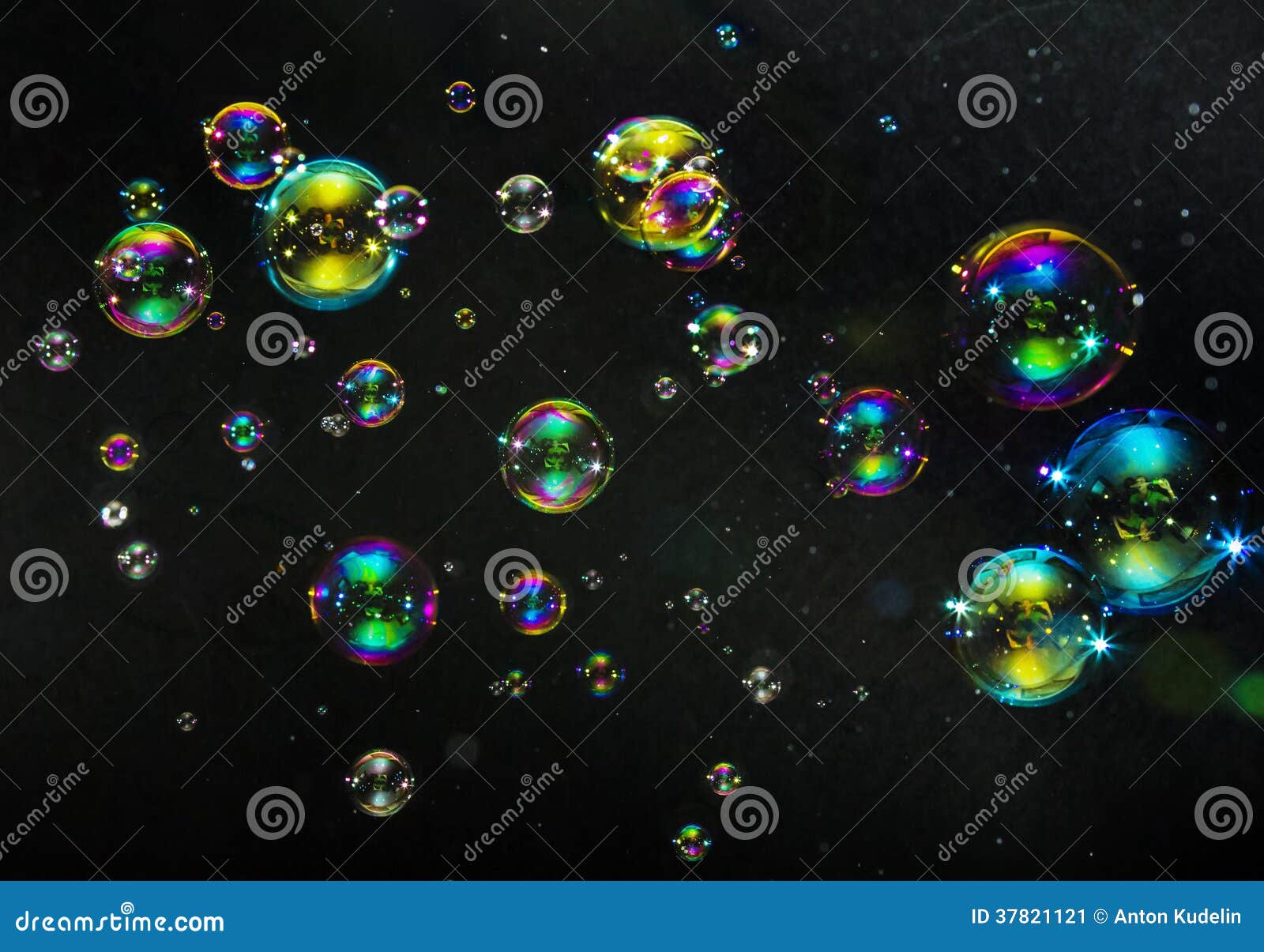 Multicolored Bubbles on a Dark Background Stock Image - Image of ...