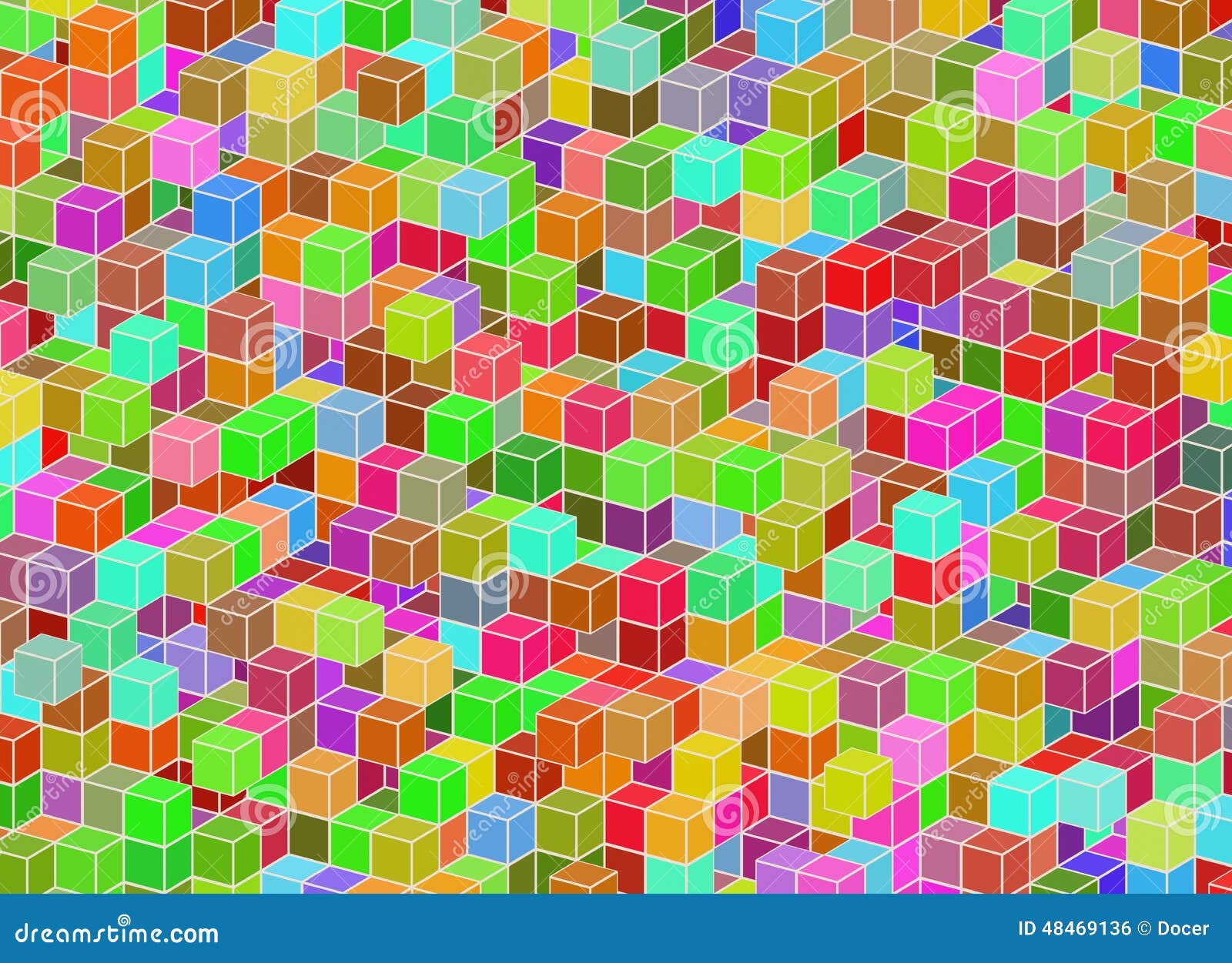 Multicolored Building Structure From Cubes. Abstract Architecture ...