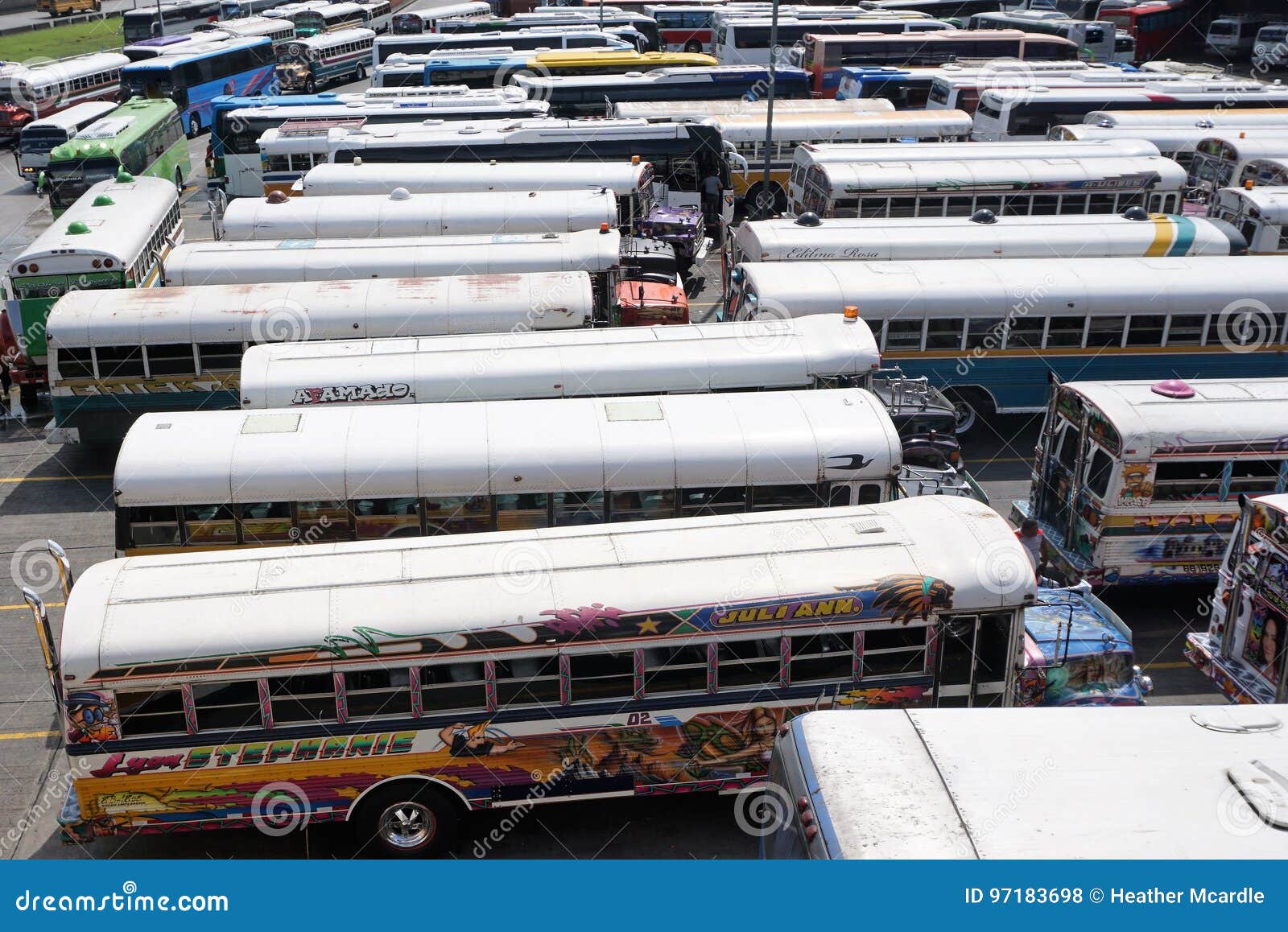 White Painted Bus Roofs in Panama City Editorial Stock Photo - Image of ...