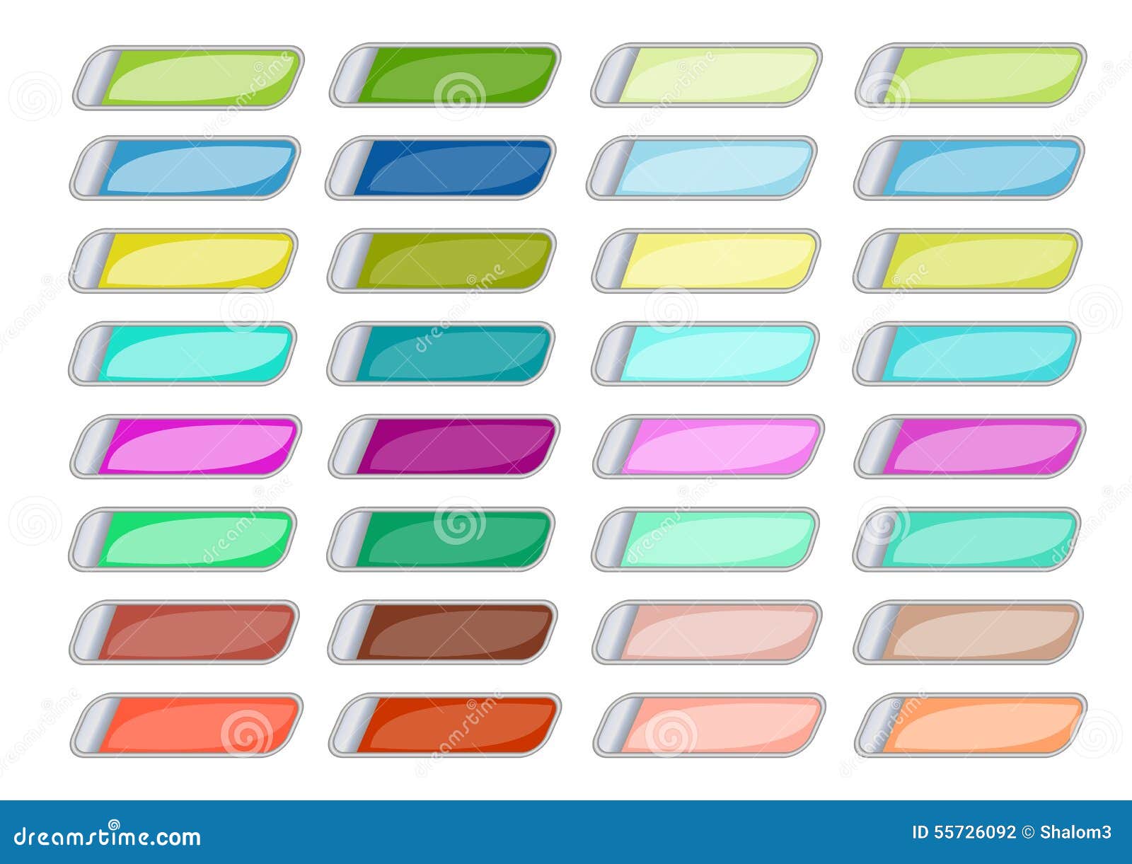 Multicolored Buttons Set for Web-design.Empty Rectangle Buttons in ...