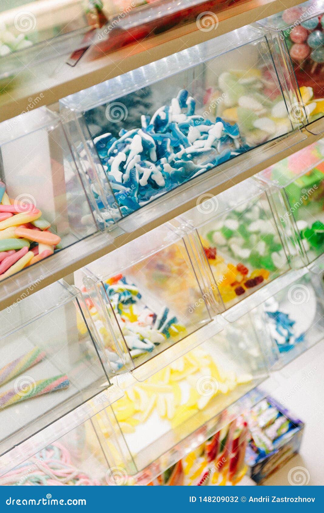 Multicolored Candy in the Shop Window Stock Photo - Image of food ...