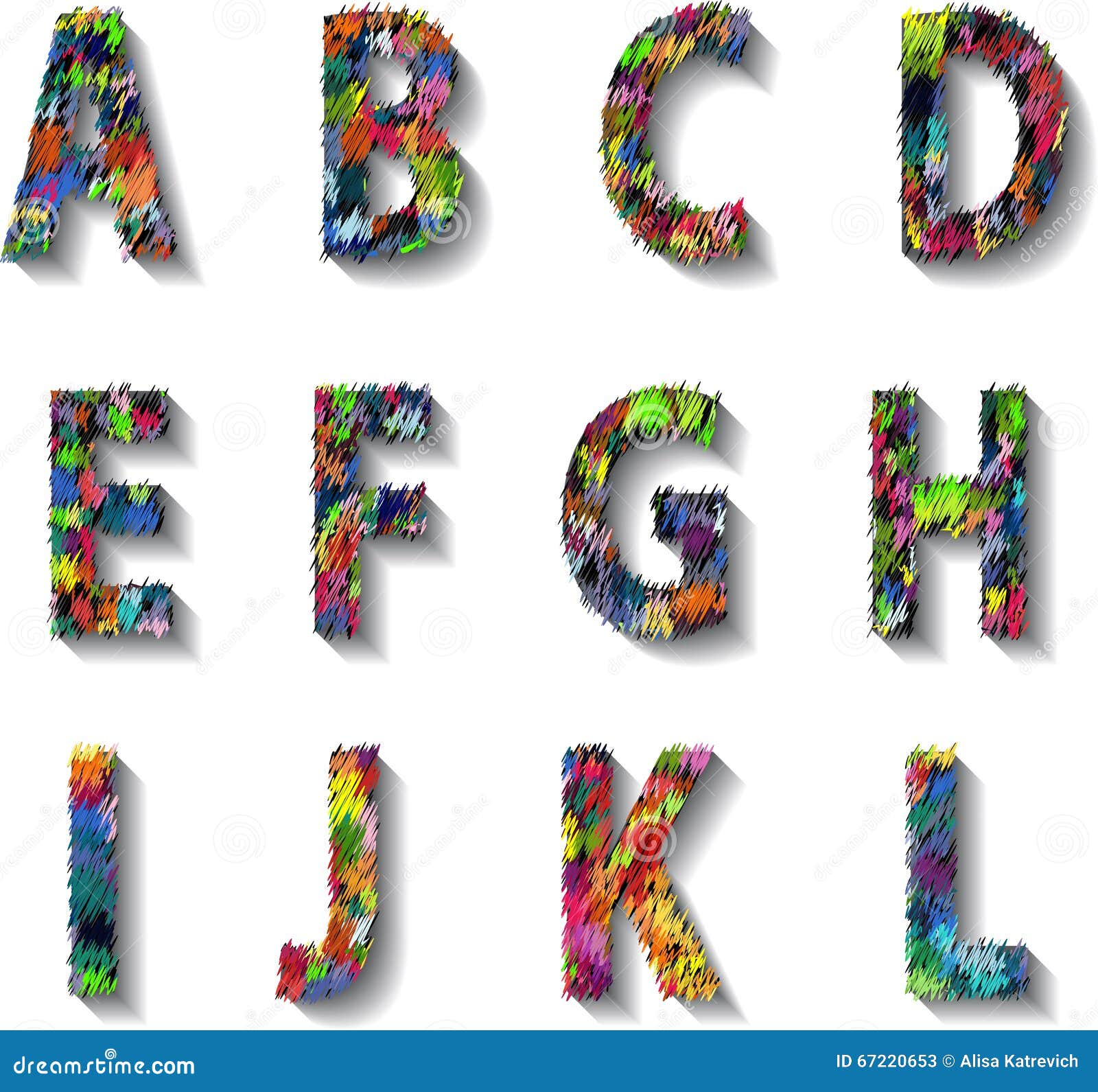 Multicolored Carnival Alphabet with Numbers. Illustration Stock Vector ...