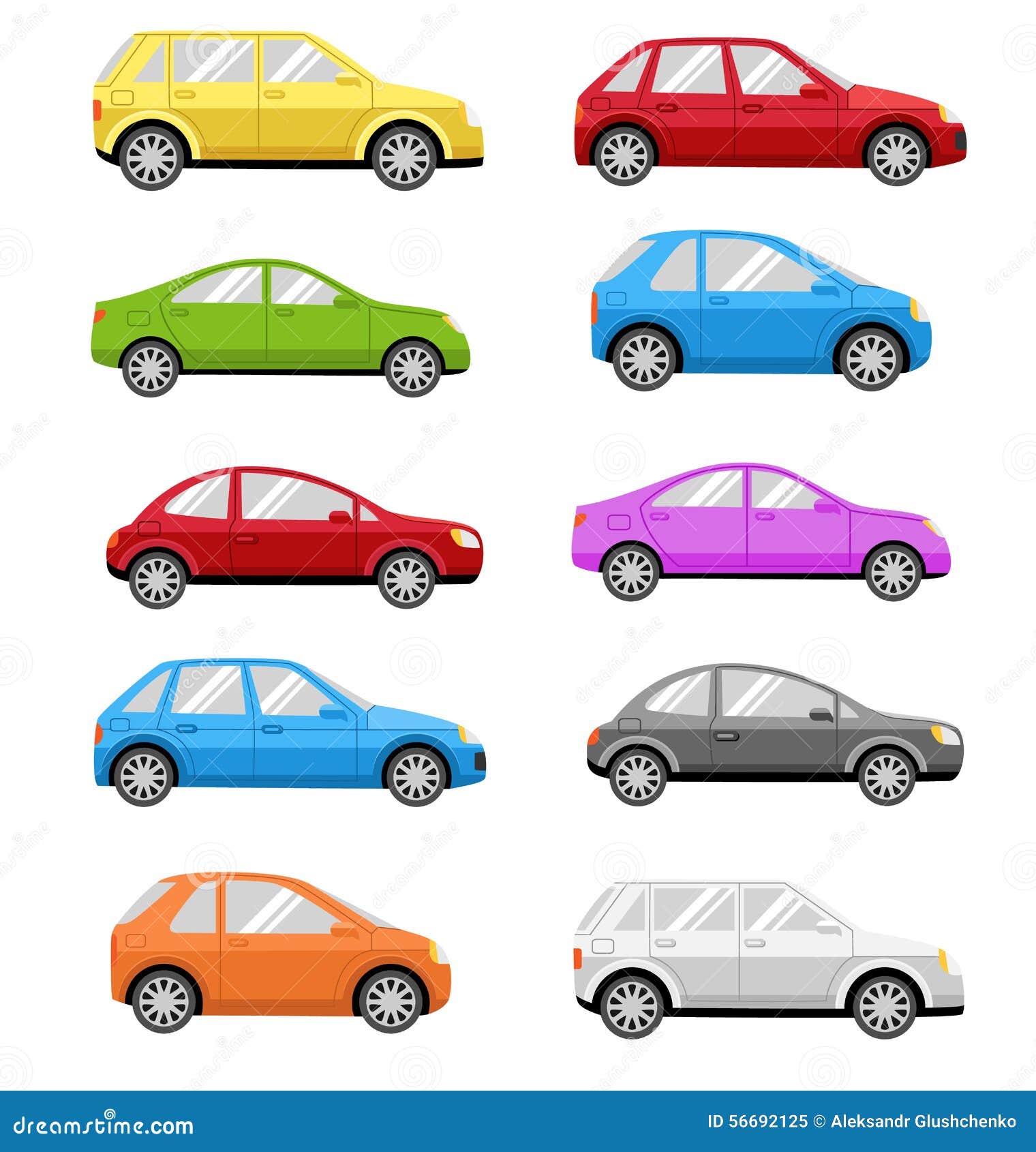 Multicolored Cars Collection on White Stock Vector - Illustration of ...