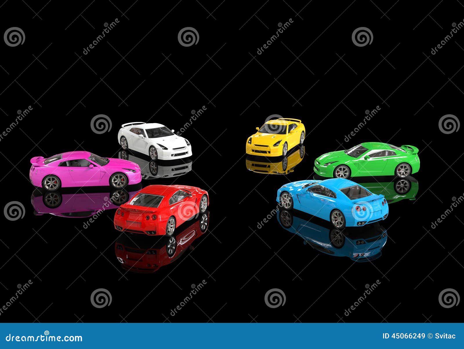 Multicolored Cars Facing Each Other in a Circle Stock Image - Image of ...