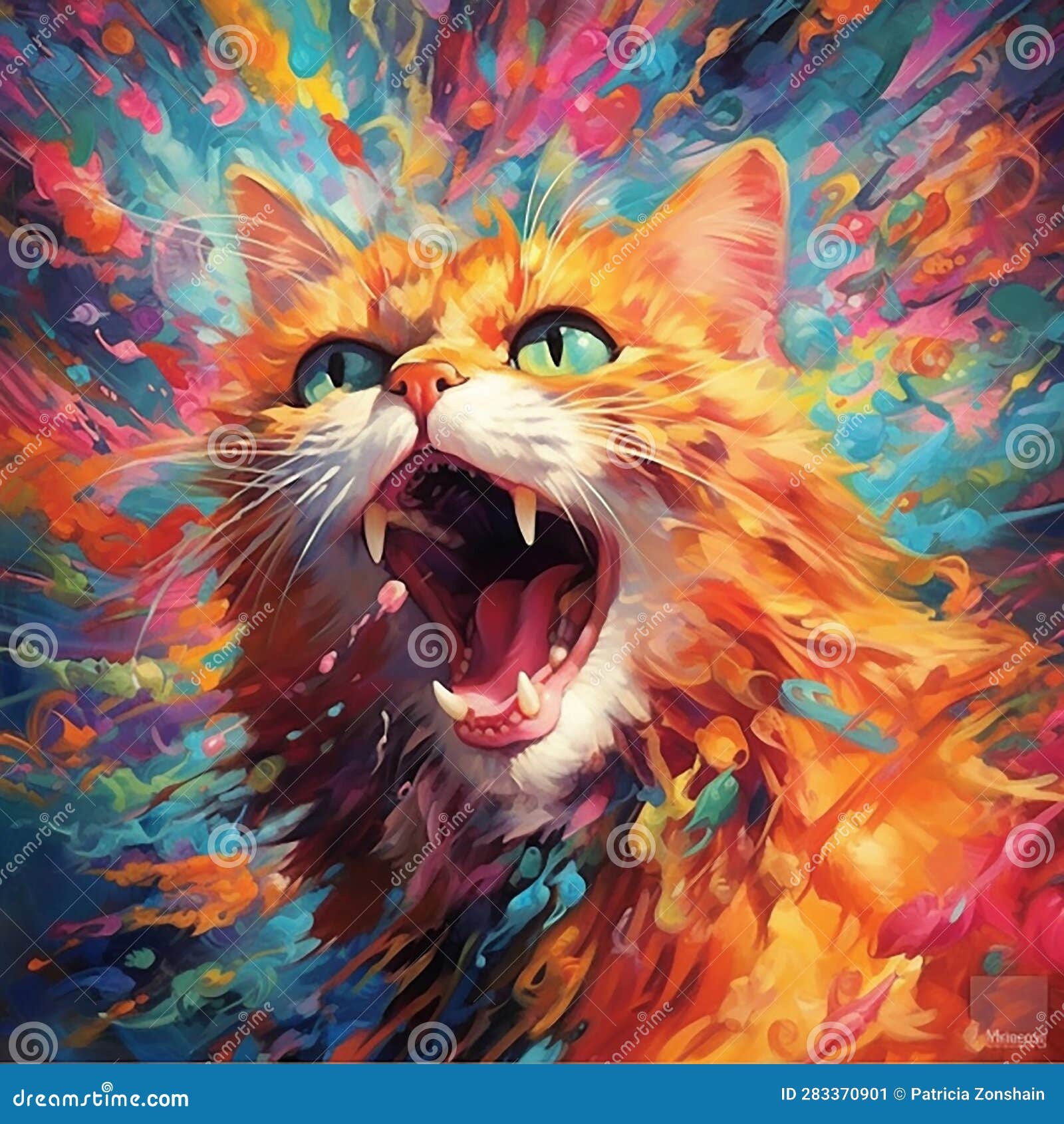 Multicolored Cat Illustration Stock Illustration - Illustration of ...