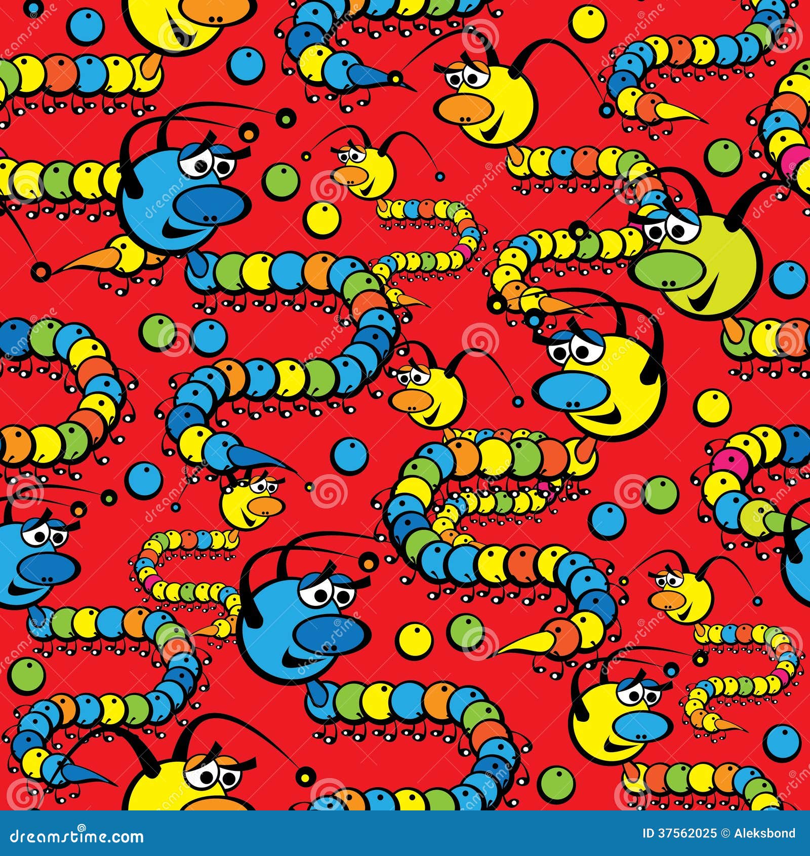 Multicolored Centipede of Seamless Pattern Stock Vector - Illustration ...