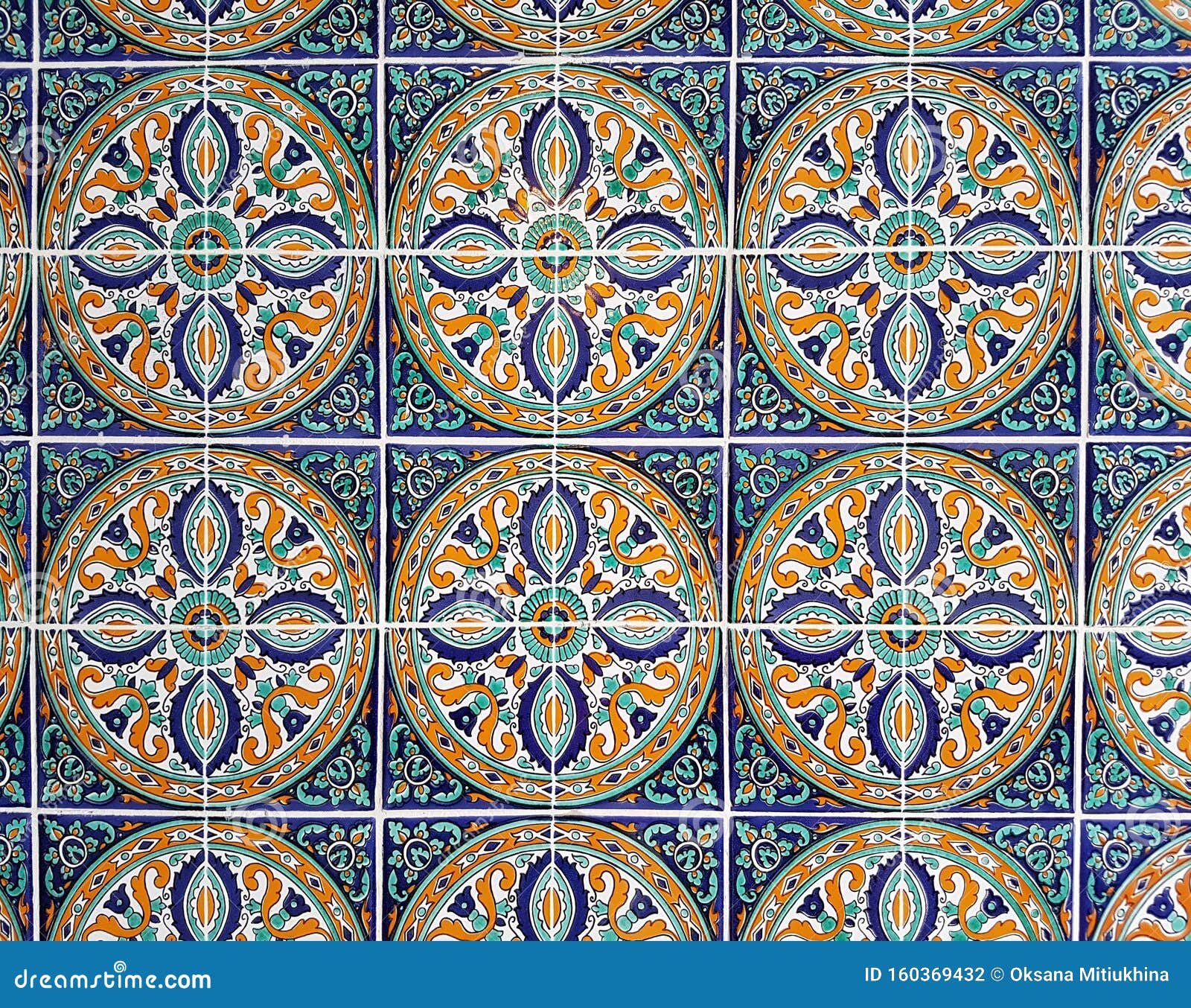 Polychrome Ceramic Tiles in a Wall Stock Photo - Image of adornment ...