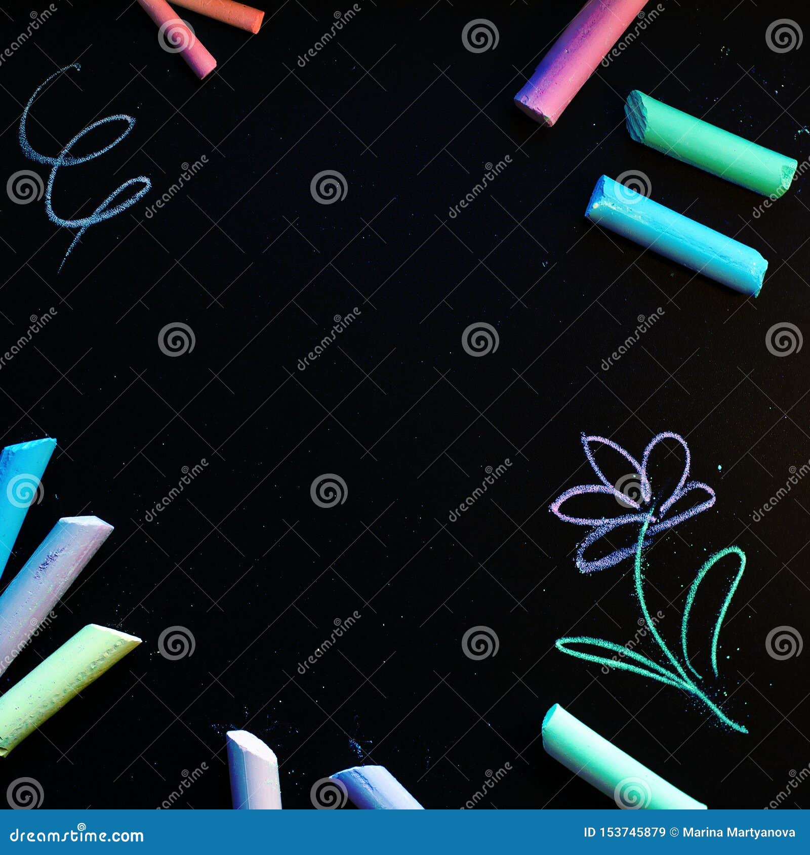 Multicolored Chalk on Slate Stock Image - Image of closeup, imagine ...