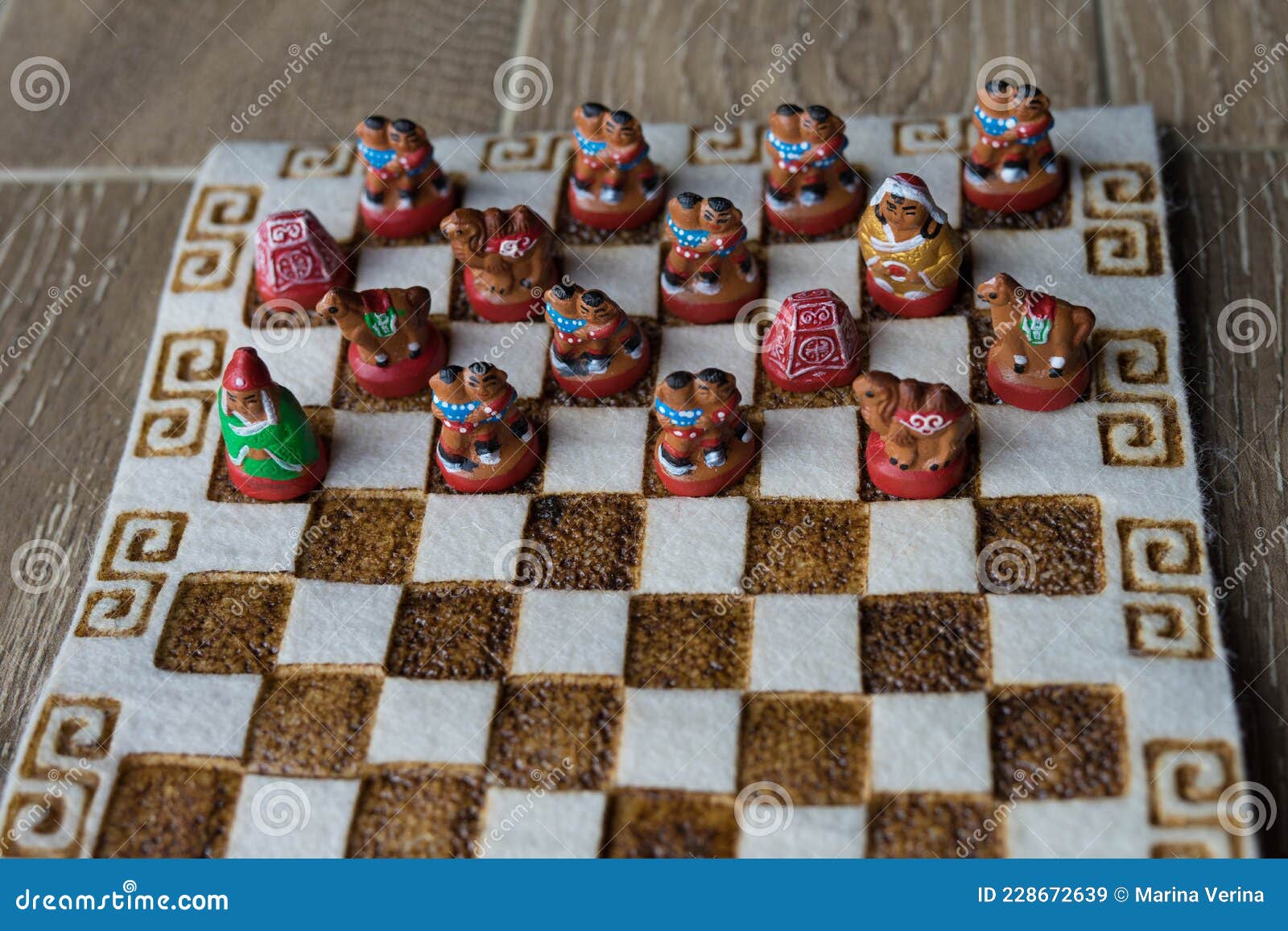 Multicolored Chess Stand on a Cloth Board Stock Image - Image of ...