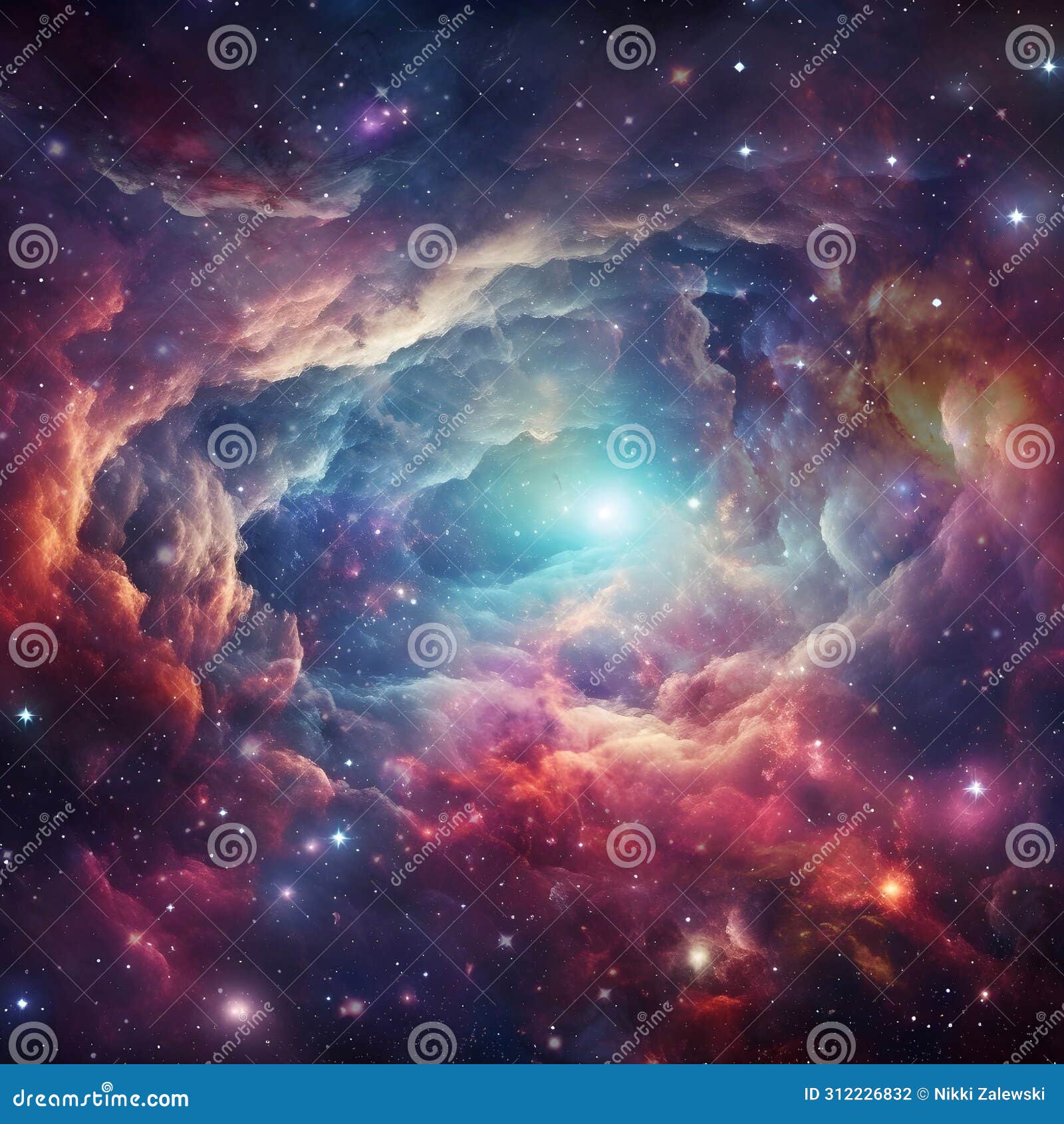 Incredible Massive Deep Space Nebula with Turquoise Center Stock ...