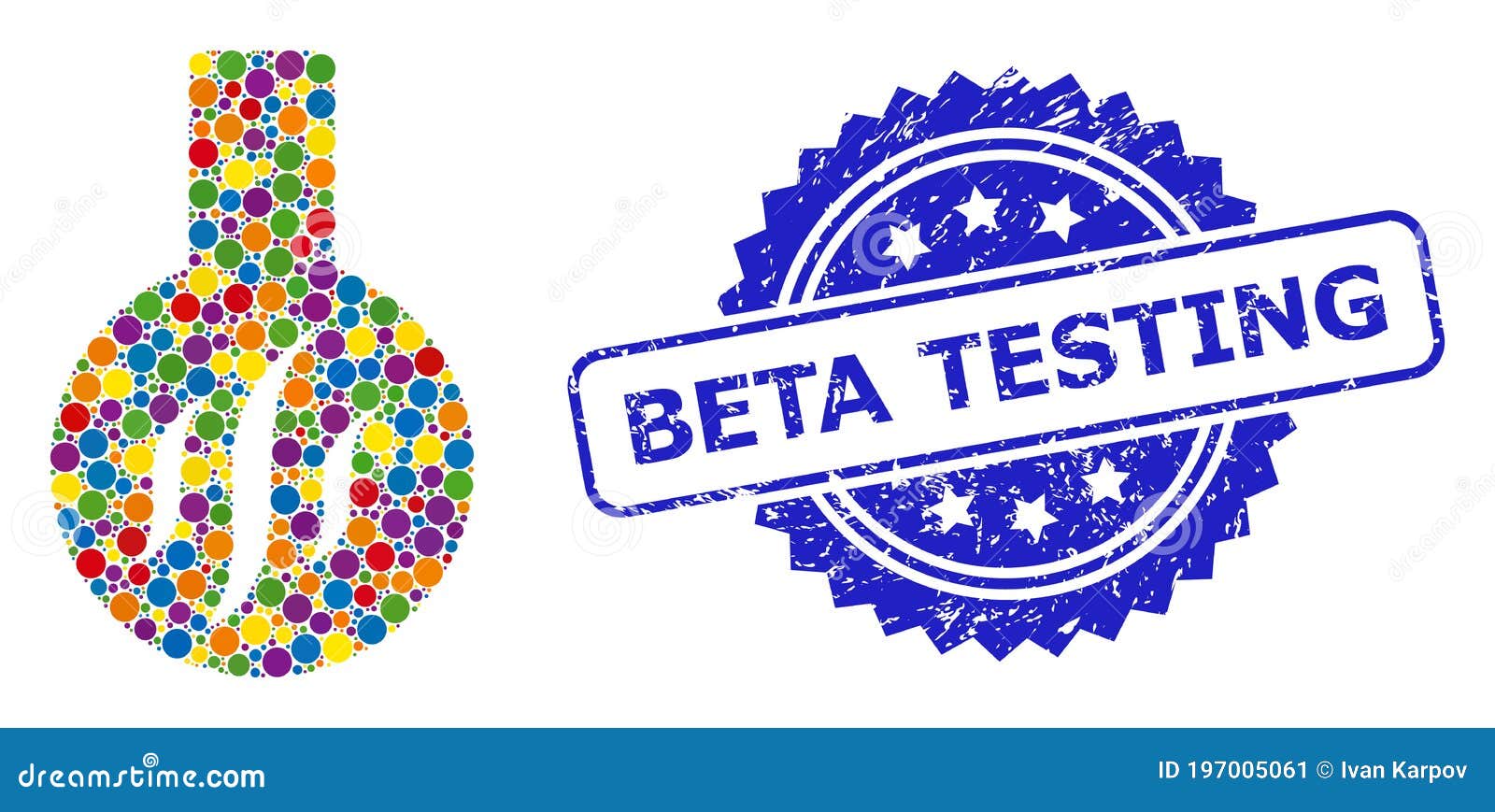 Scratched Beta Testing Stamp Seal and Colored Mosaic Chemical Aroma ...