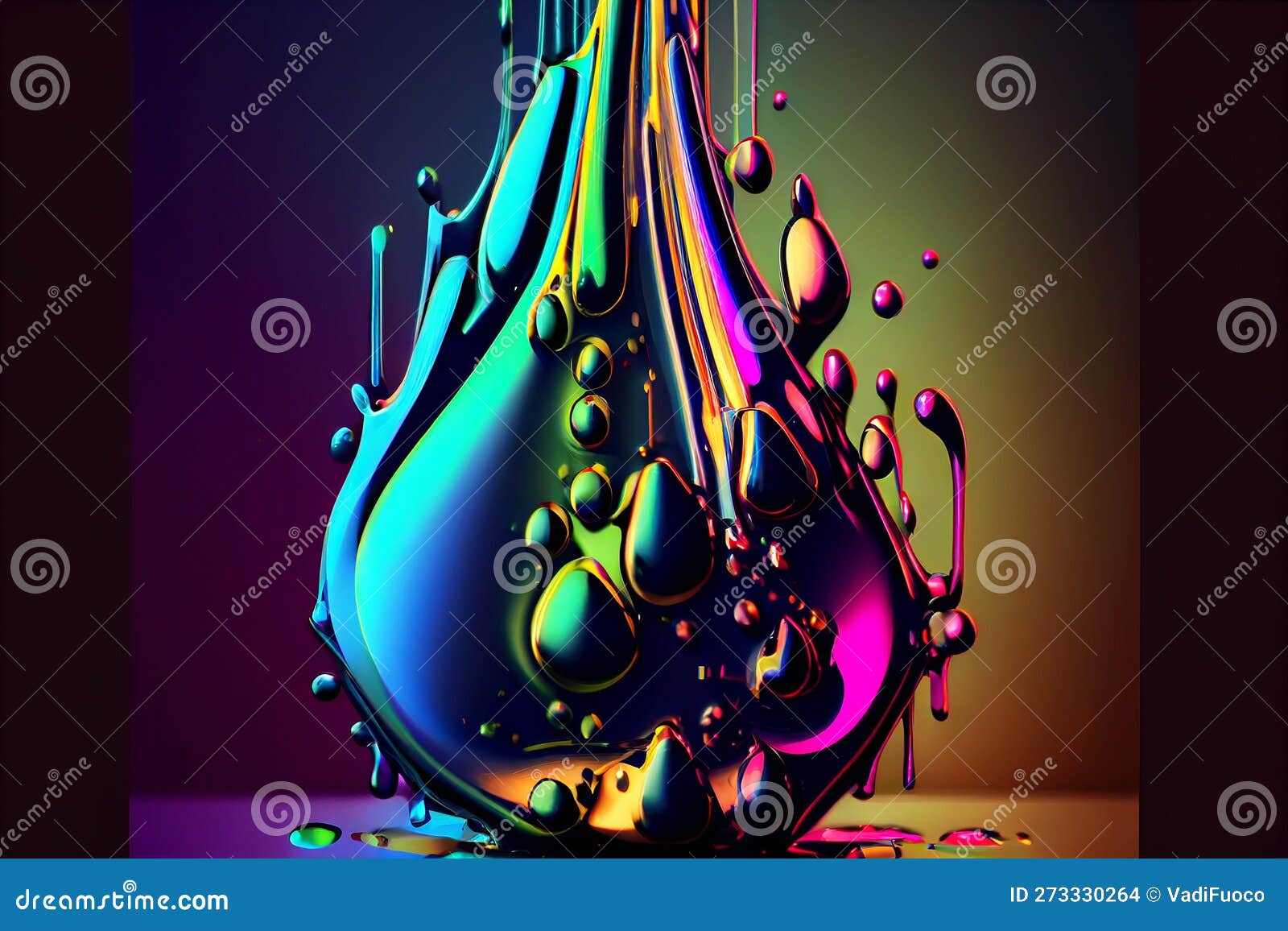 Multicolored Colorful Big Drop of Paint Flowing Down, Art Stock ...