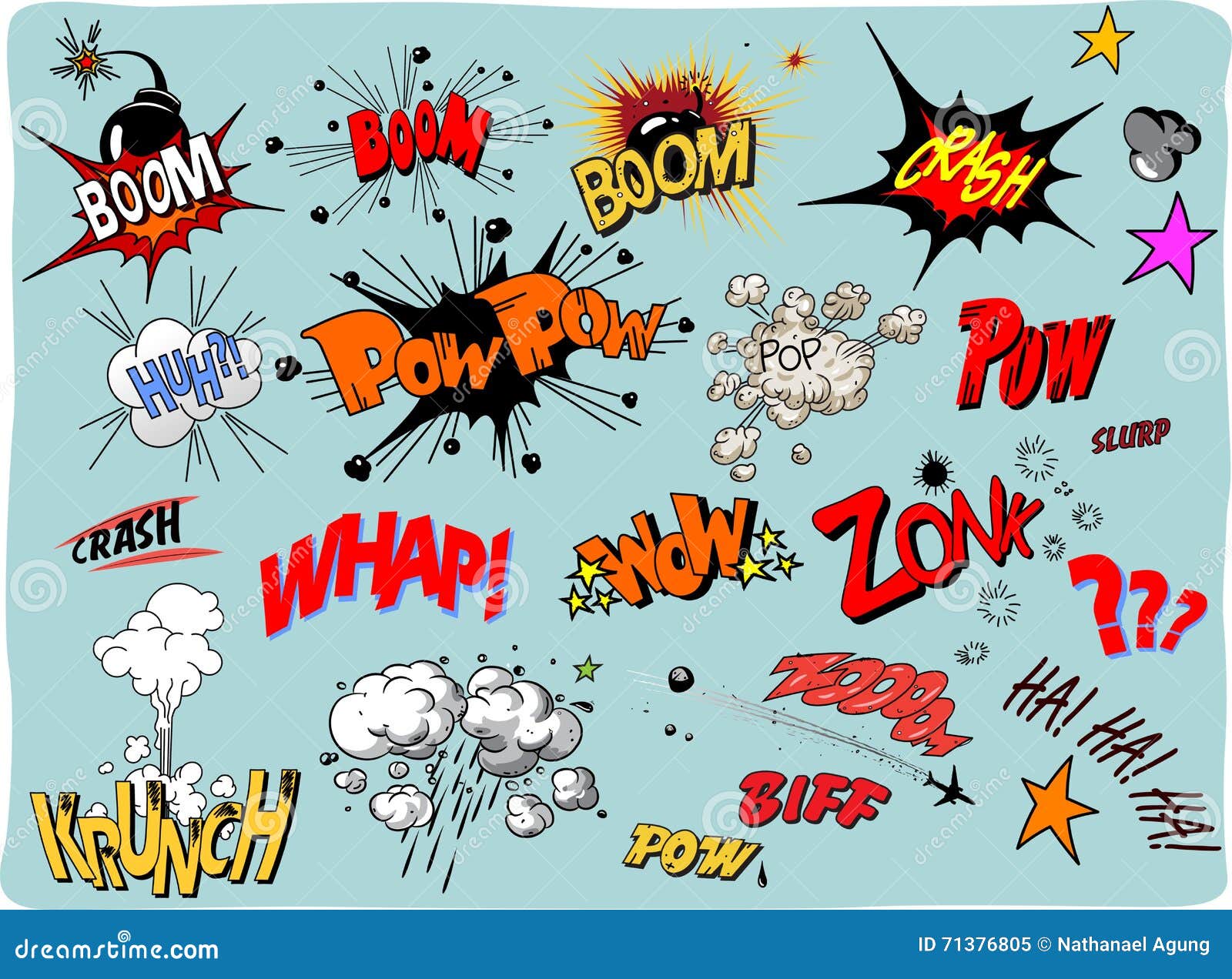 Multicolored Comic Sound Effects Stock Vector - Illustration of pattern ...