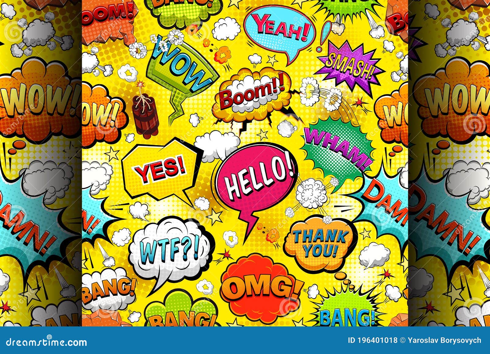 Multicolored Comics Speech Bubbles Seamless Pattern Stock Vector ...