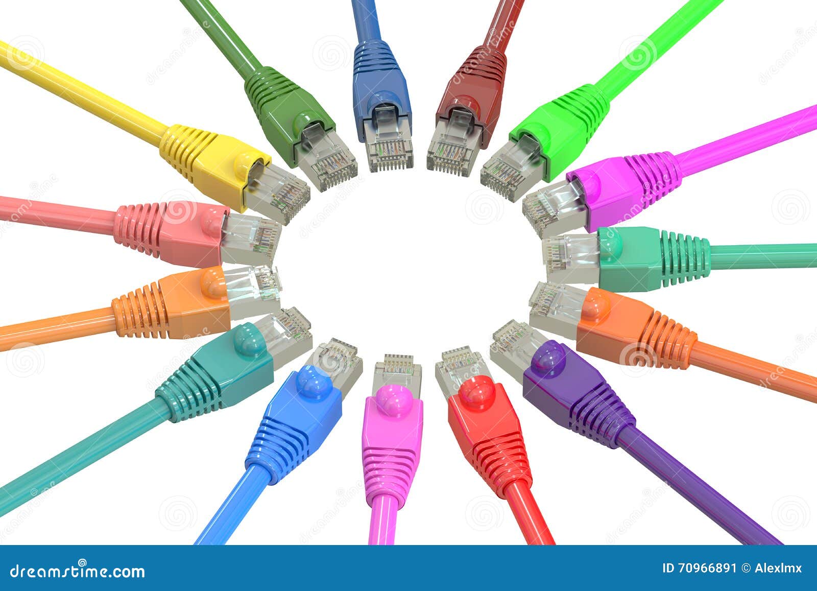 Multicolored Computer Network Cables, 3D Rendering Stock Illustration ...