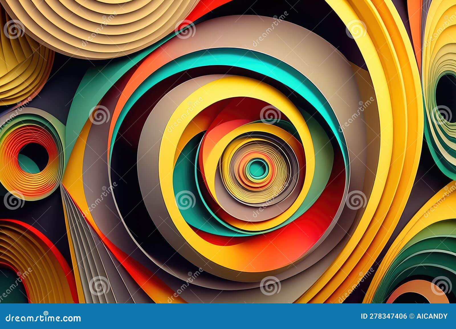 Multicolored Concentric Circles with Overlapping Lines in a 3D Space ...