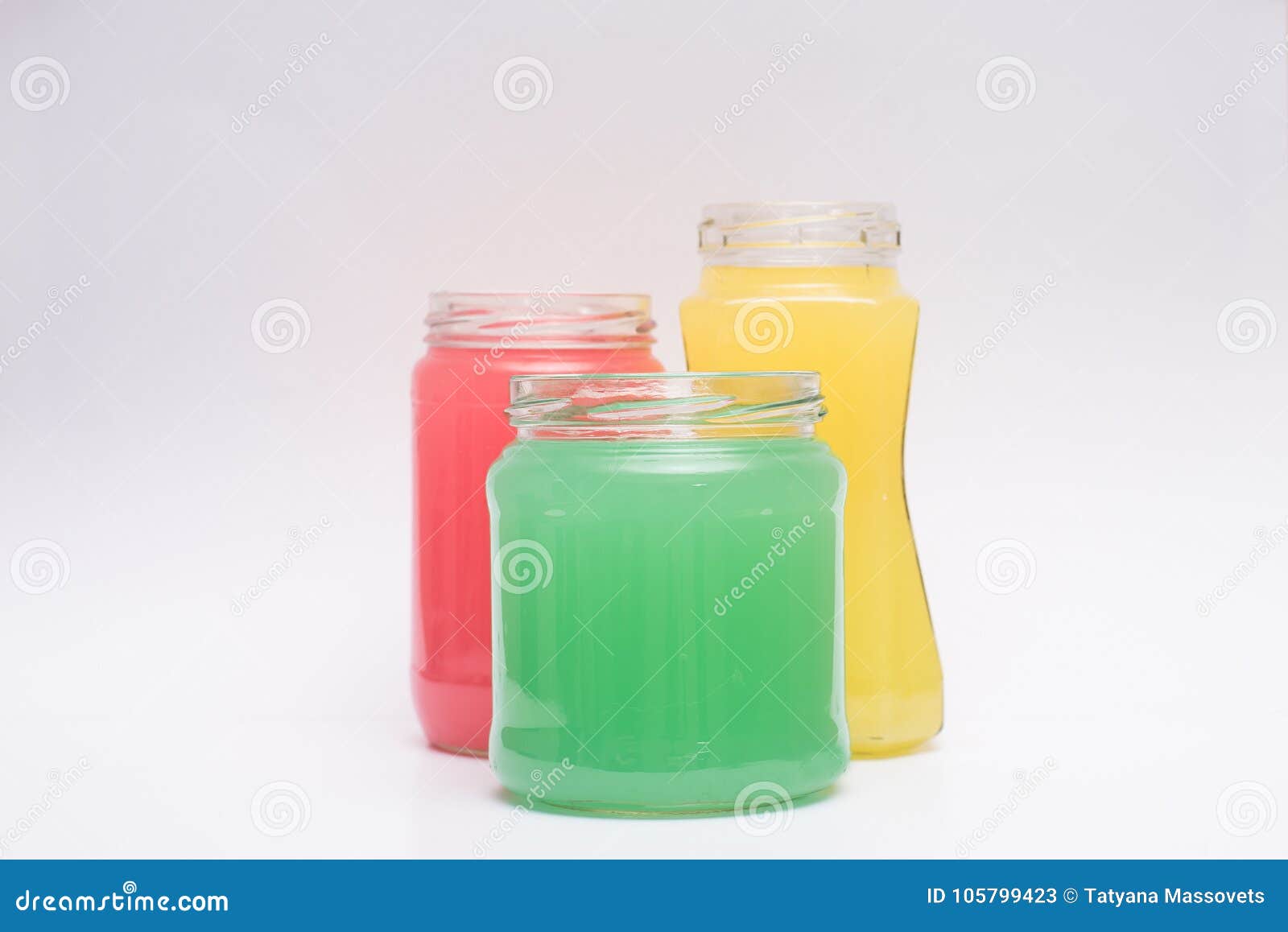 Glass Containers with Colored Liquid Stock Image - Image of isolated ...