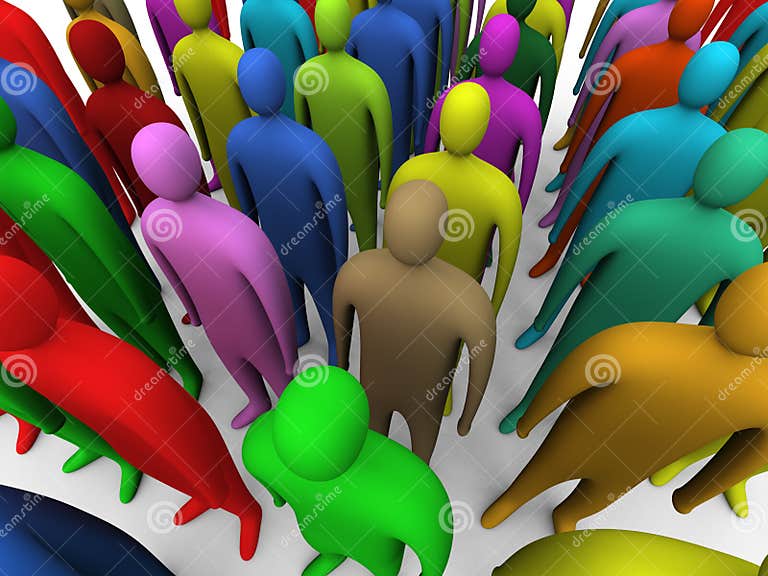 Multicolored crowd #1 stock illustration. Illustration of render - 225151