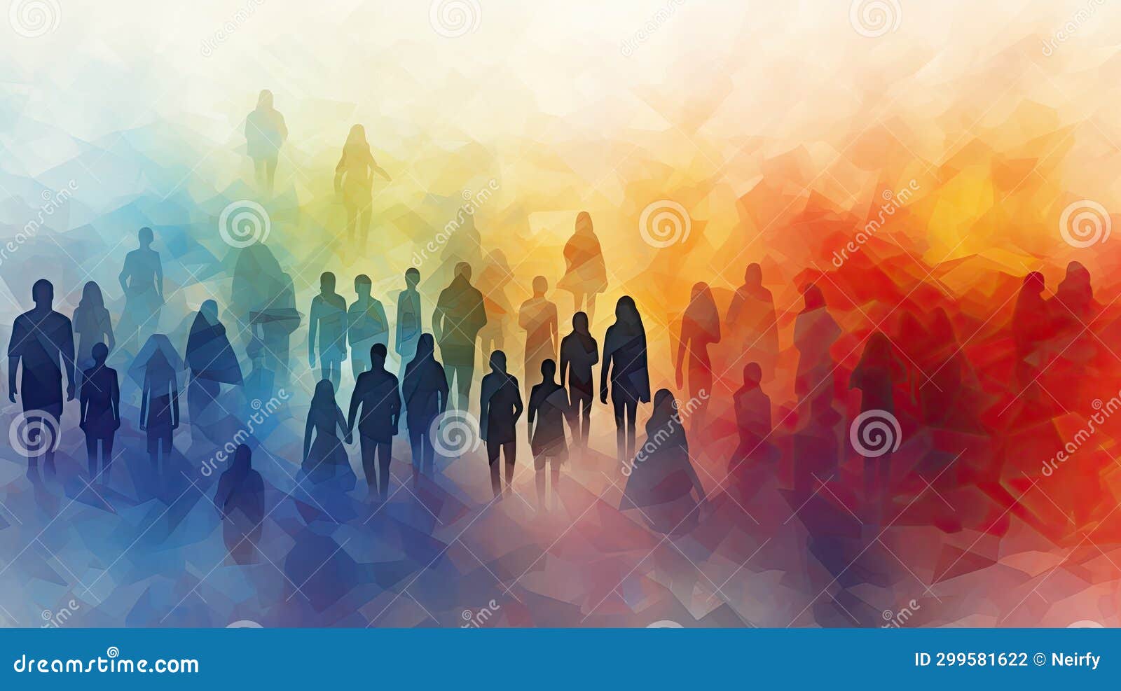 Multicolored Crowd Painted Hands Up With Various Colors Hues During ...