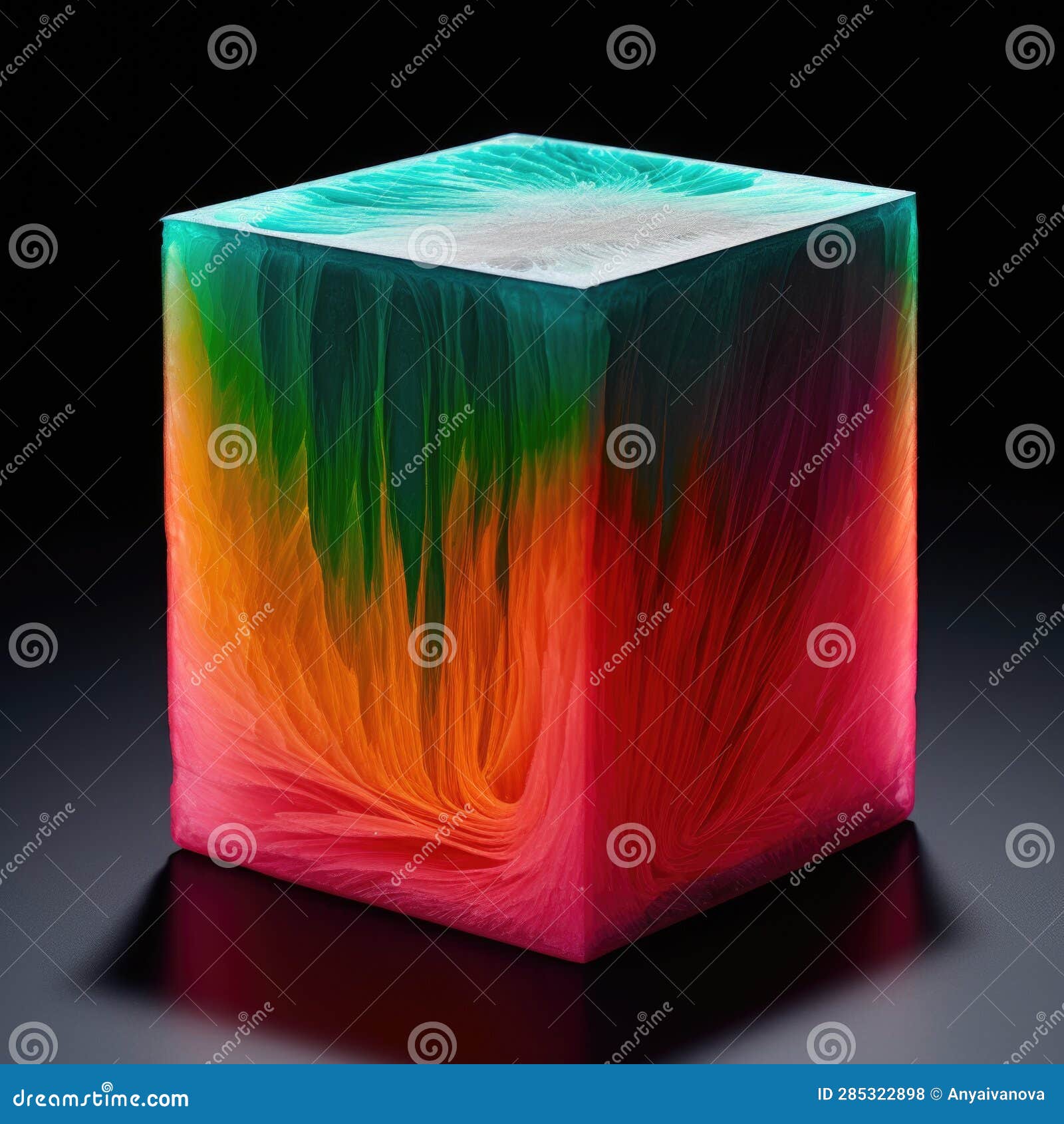 A Multicolored Cube with a Black Background. Stock Illustration ...