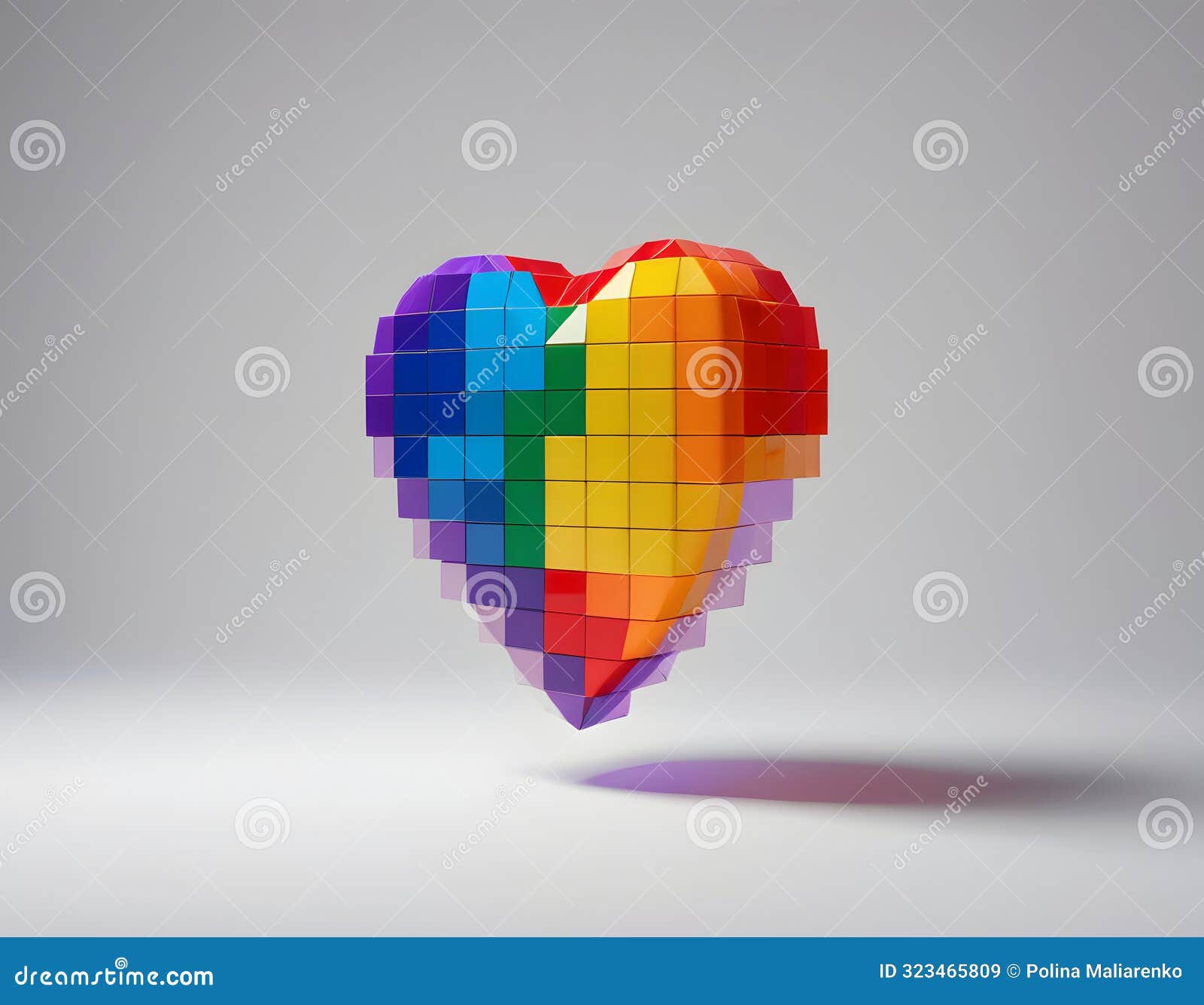 Multicolored Cubic 3D Heart Floating in the Air Isolated Stock ...