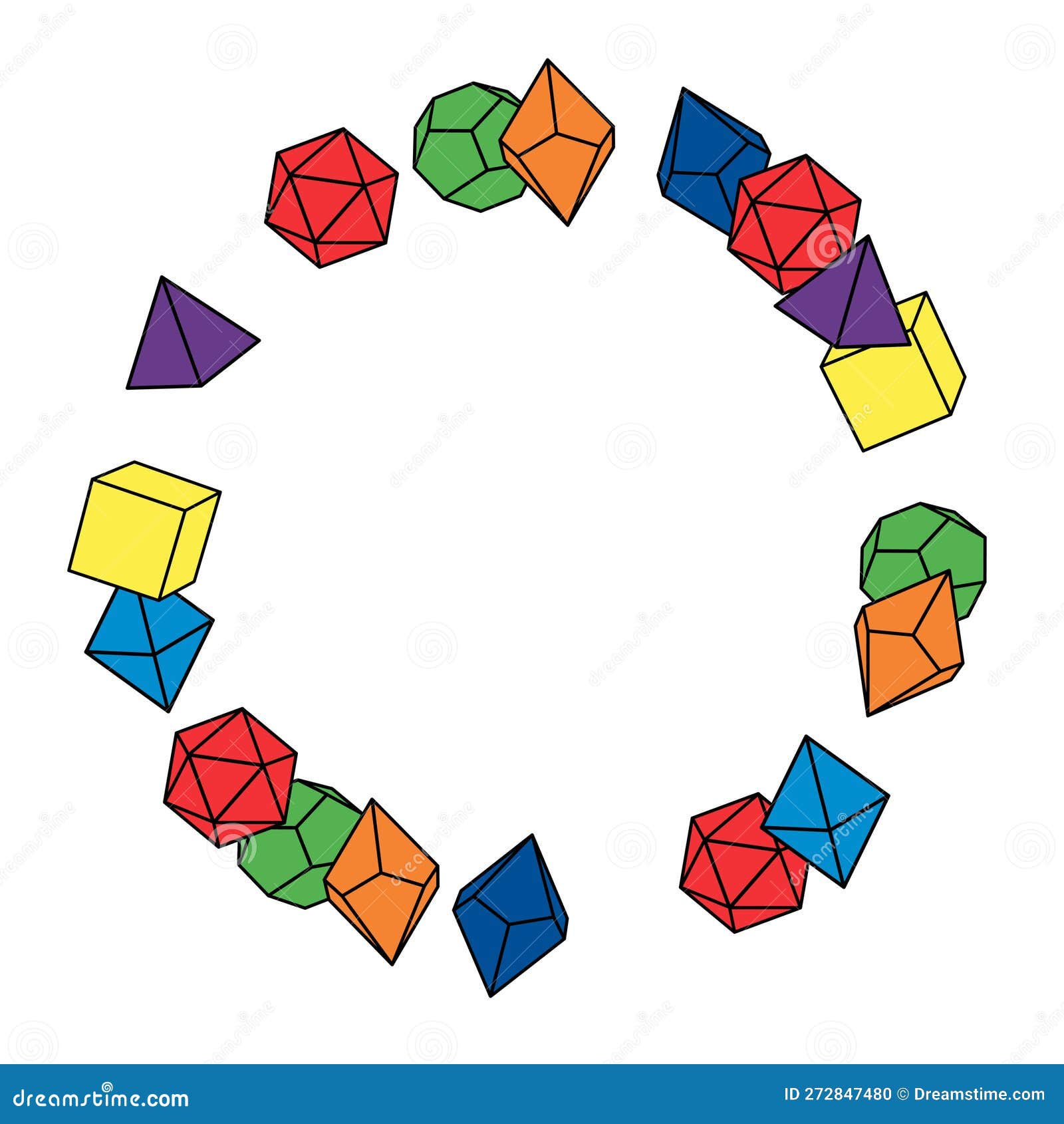 Multicolored Dice Frame in Round Shape, Hand Draw Stock Vector ...