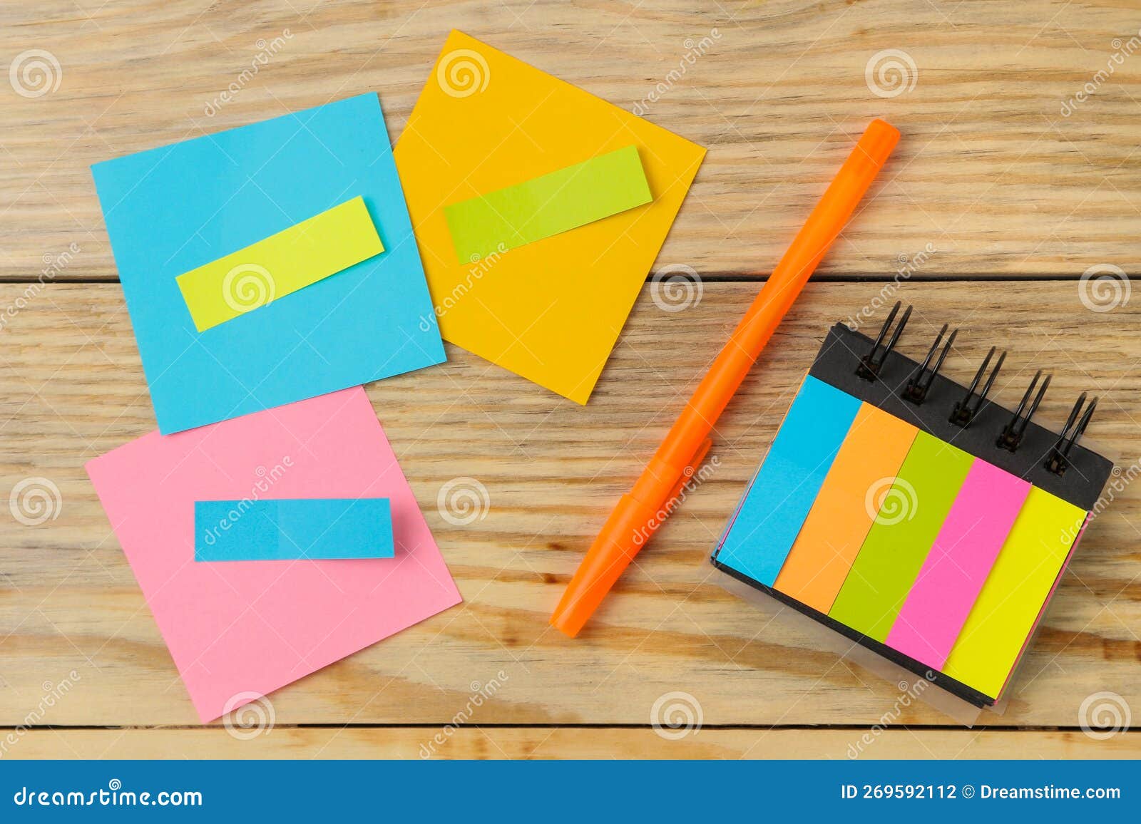 Multicolored Different Notes or Sticky Post-it on Wooden Office Table ...