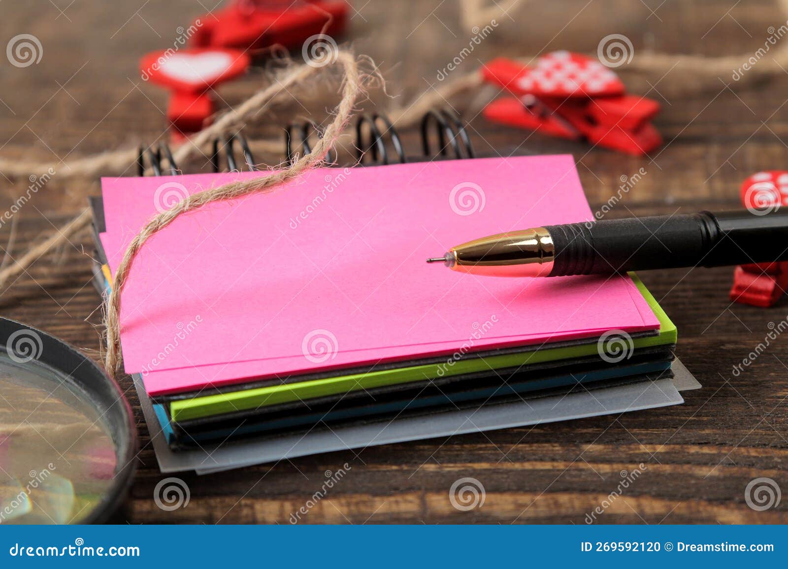 Multicolored Different Notes or Sticky Post-it on Wooden Office Table ...
