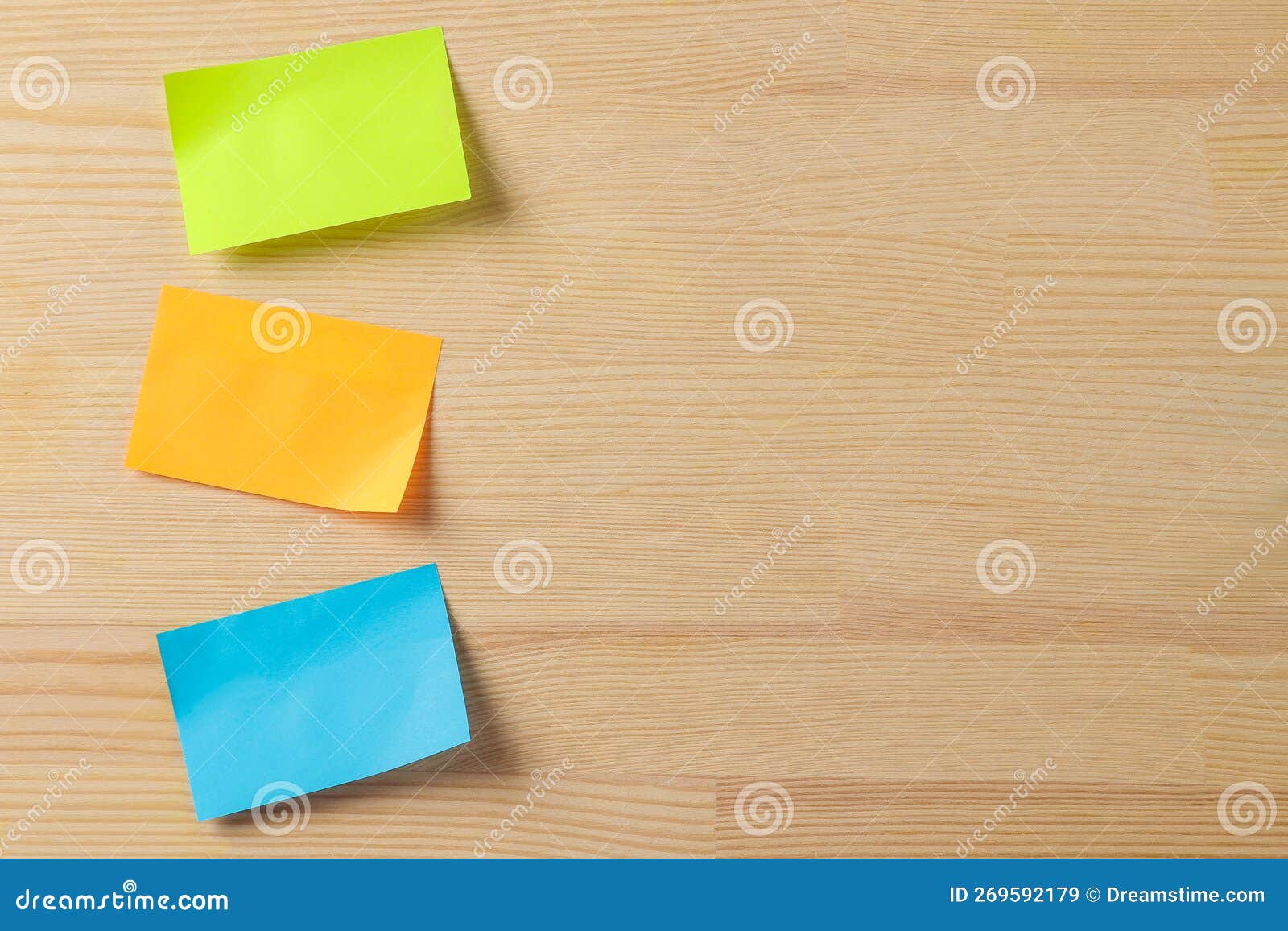 Multicolored Different Notes or Sticky Post-it on Wooden Office Table ...