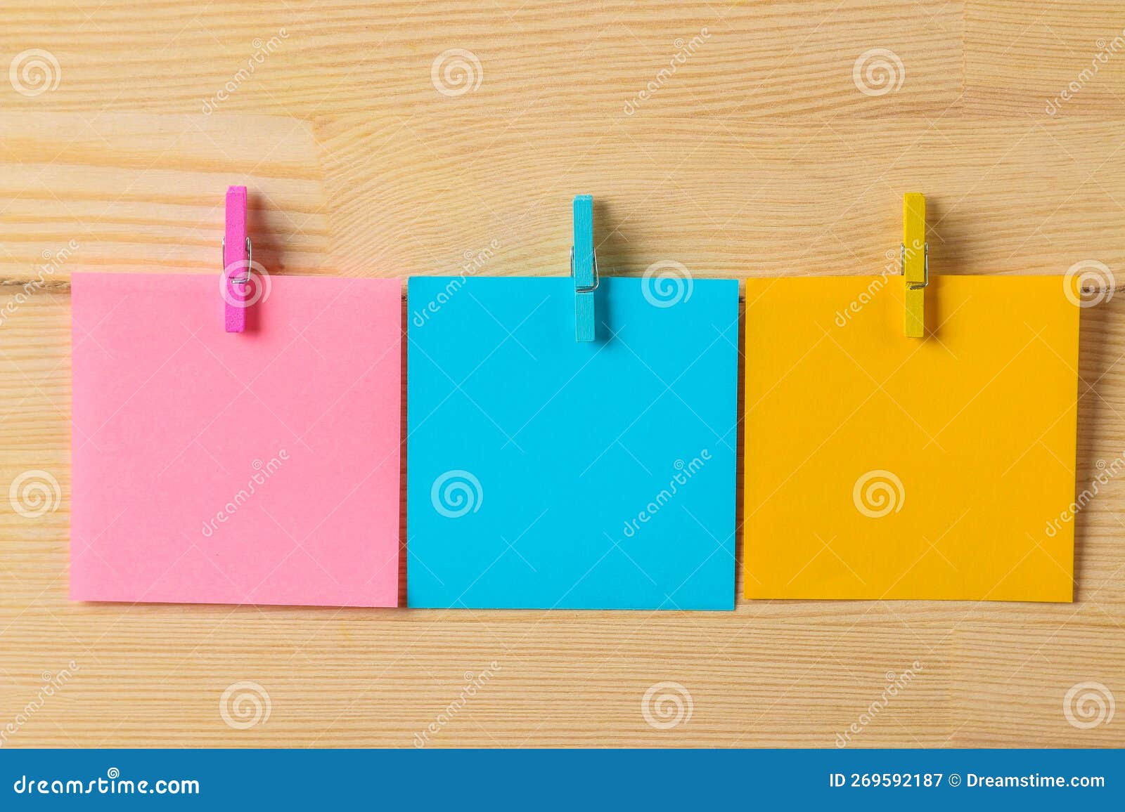 Multicolored Different Notes or Sticky Post-it on Wooden Office Table ...