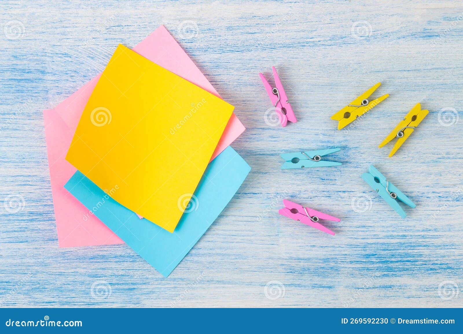 Multicolored Different Notes or Sticky Post-it on Wooden Office Table ...