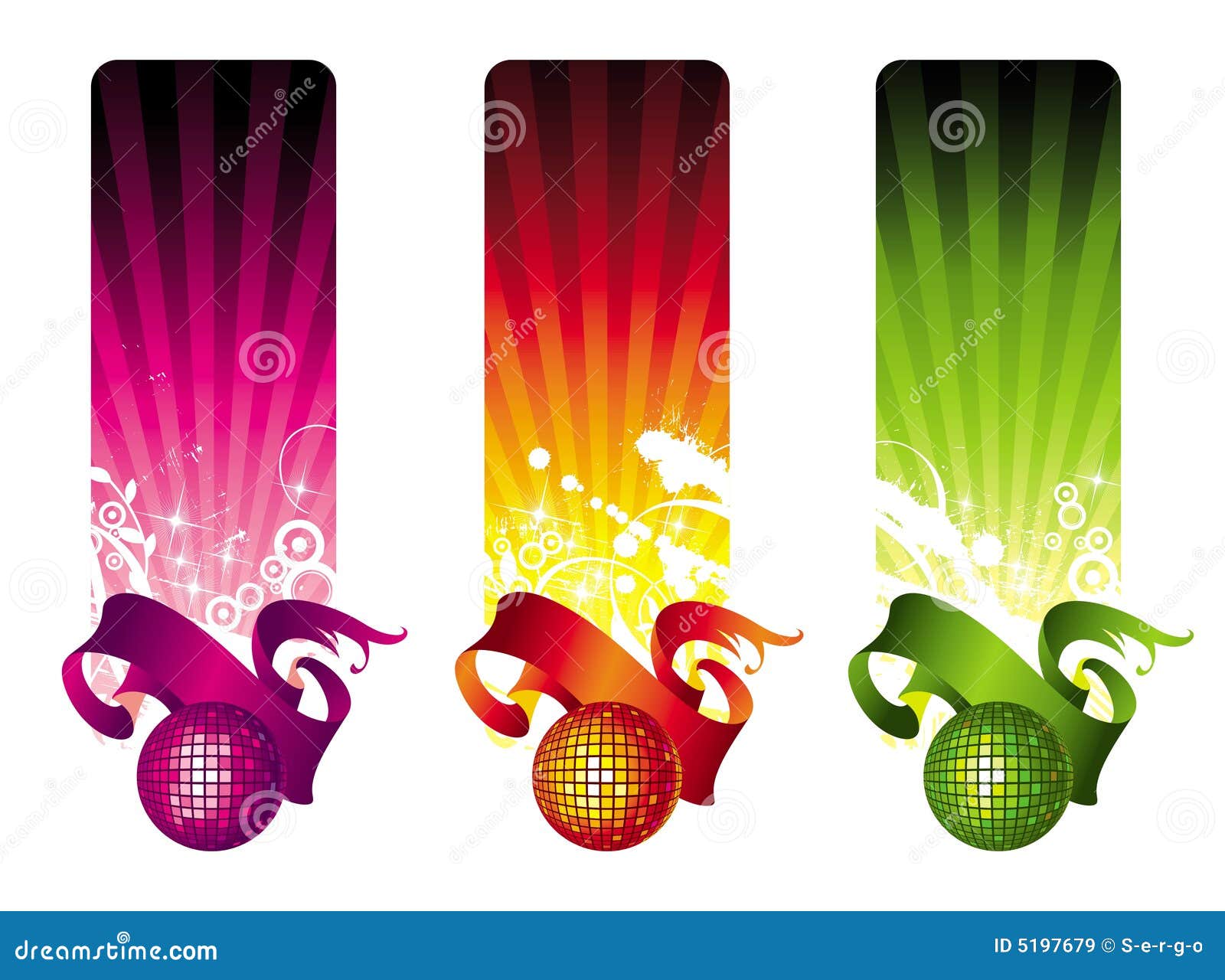Multicolored disco banners stock vector. Illustration of circles - 5197679