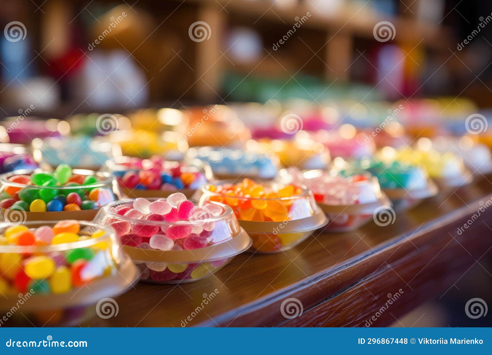 A Multicolored Display of Tempting Confections at the Candy Store ...
