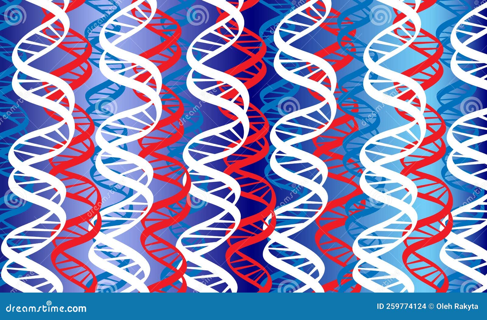 Multicolored DNA Spirals on a Dark Gradient Background. Vector Graphics ...