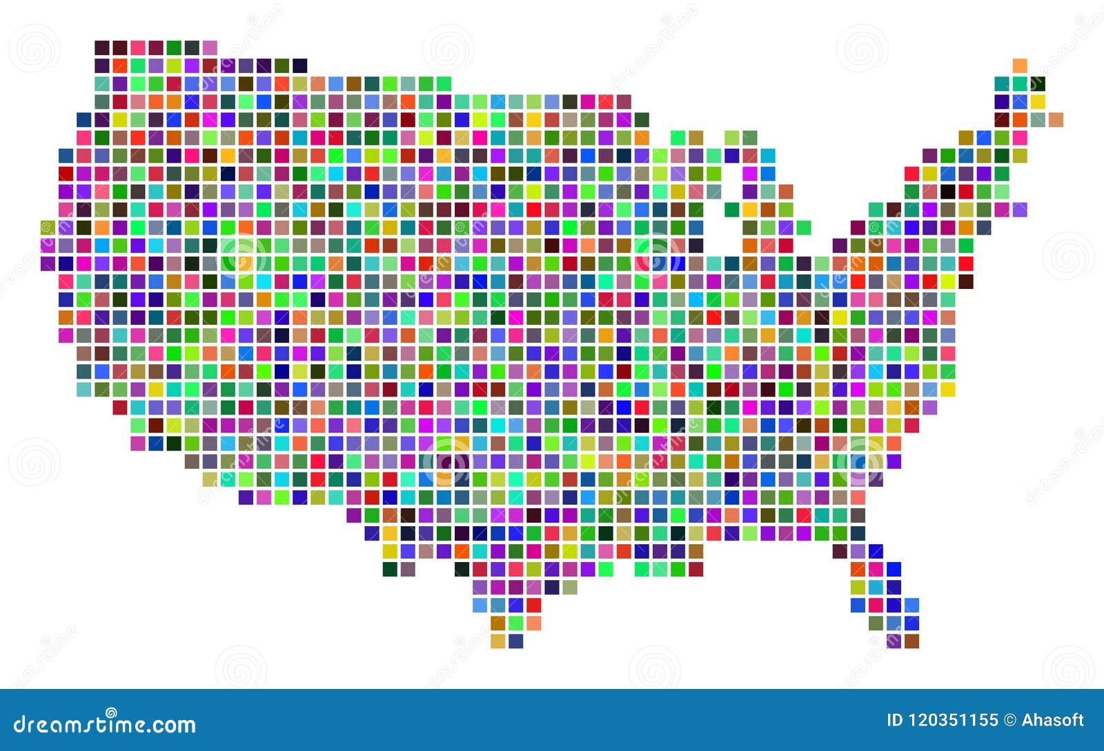 Multicolored Dot USA Map stock vector. Illustration of concept - 120351155