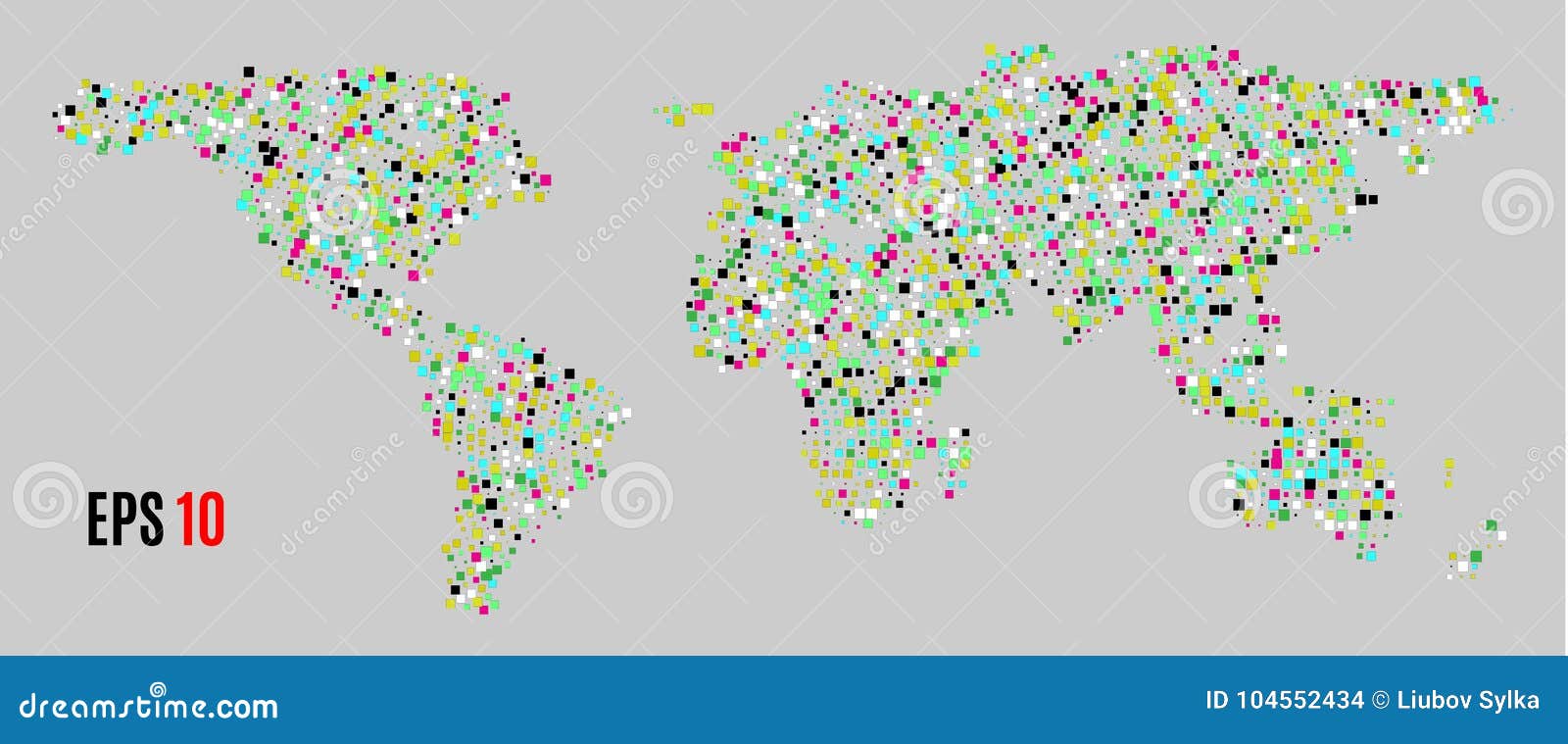 Multicolored Dots World Map. Abstract Pixel World Map with Square ... Multicolored Dots World Map. Abstract Pixel World Map with Square ...