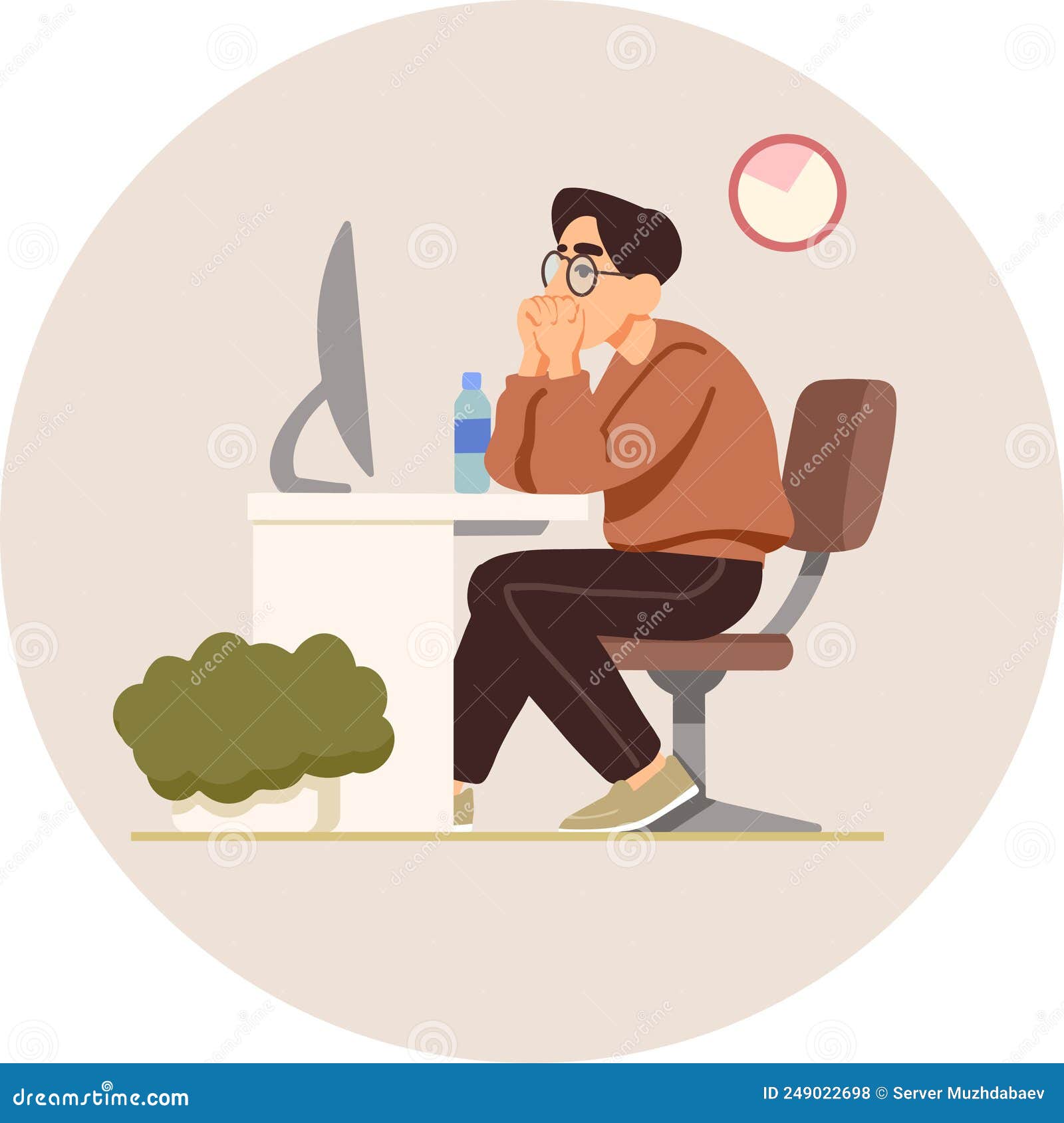 Multicolored Drawing with a Guy Sitting at a Computer for Printing and ...