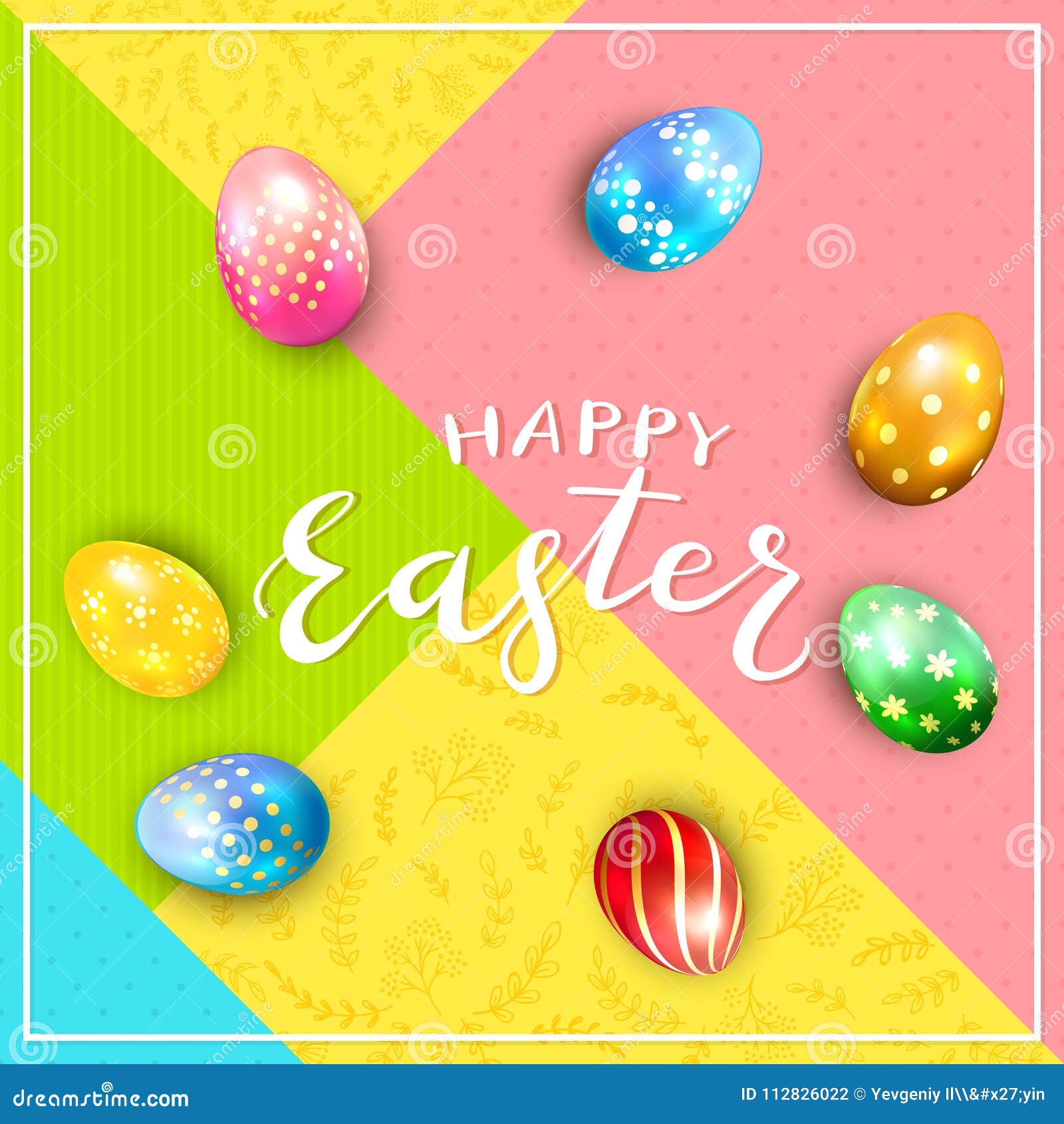 Abstract Colorful Background with Text Happy Easter and Eggs Stock ...