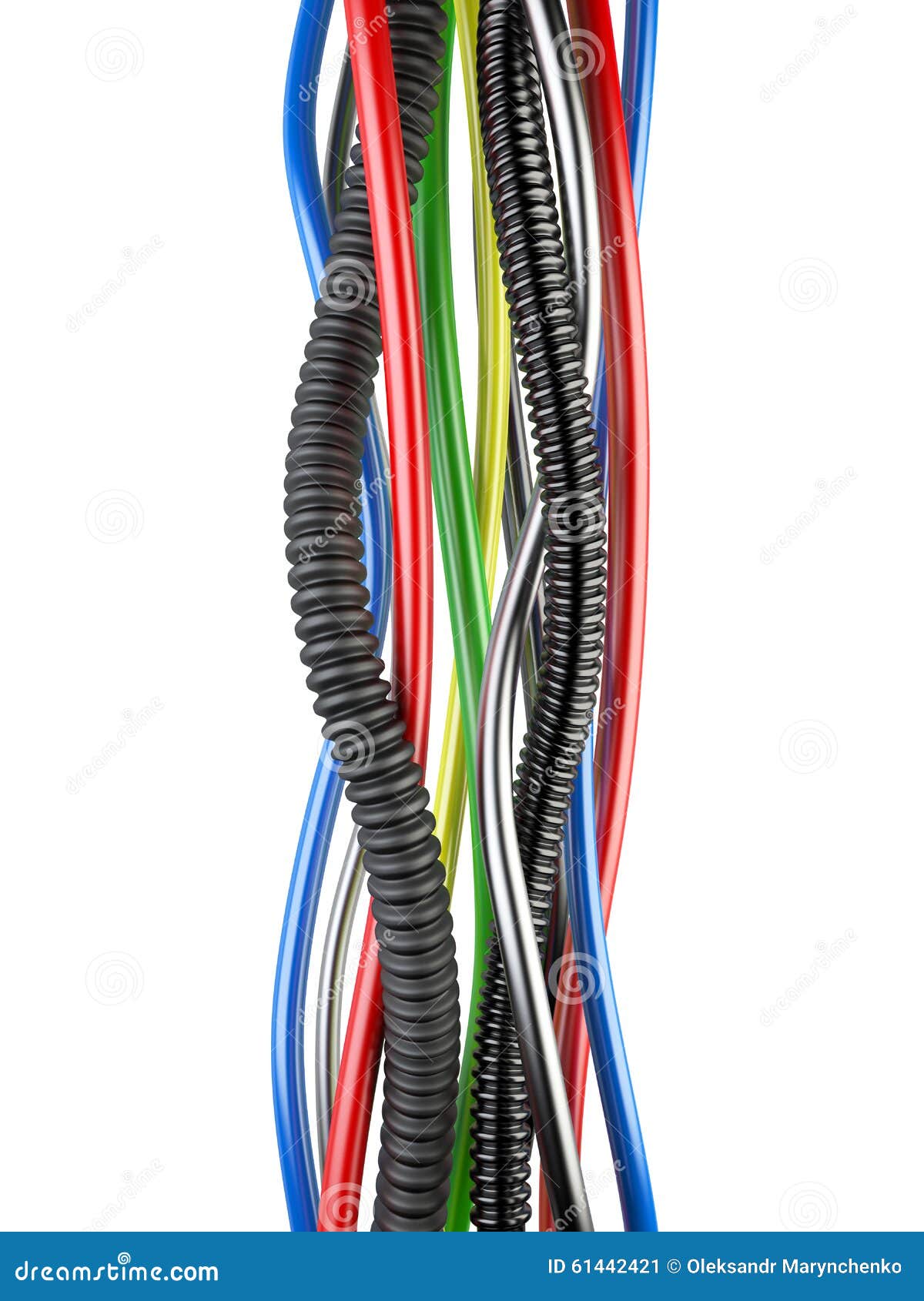 Multicolored Electrical Cables on White Background Stock Illustration ...