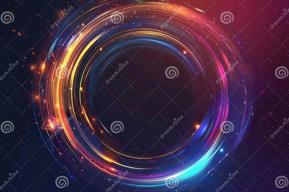 Multicolored Energy Flow Circular Shape Background Stock Illustration ...