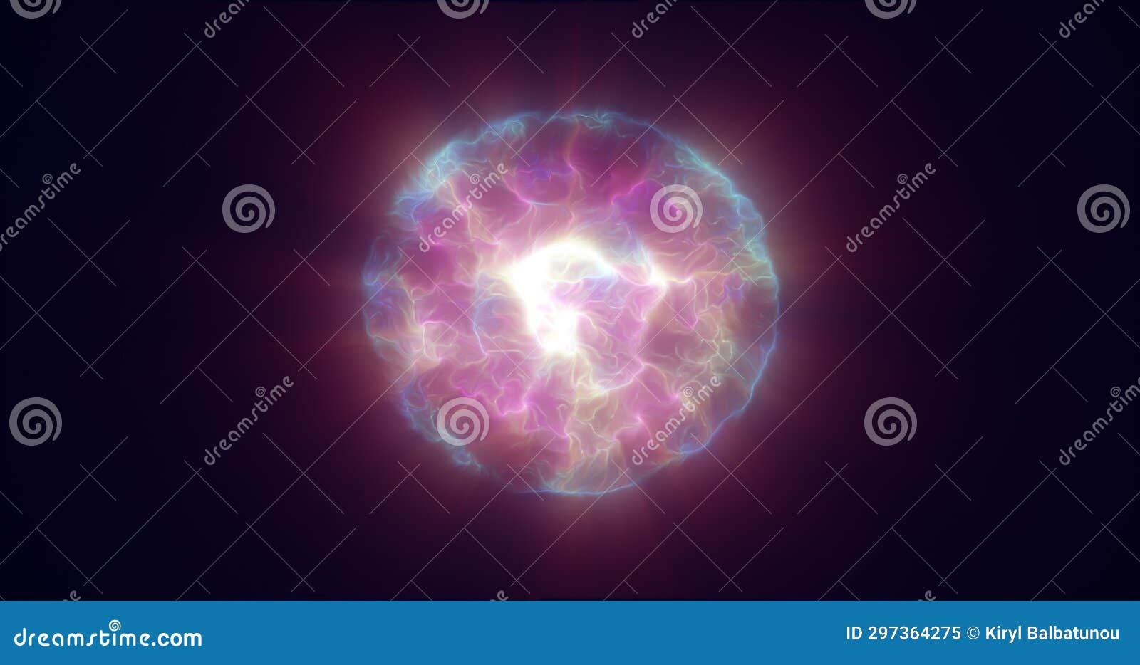 Multicolored Energy Glowing Sphere Futuristic Atom from Electric Magic ...
