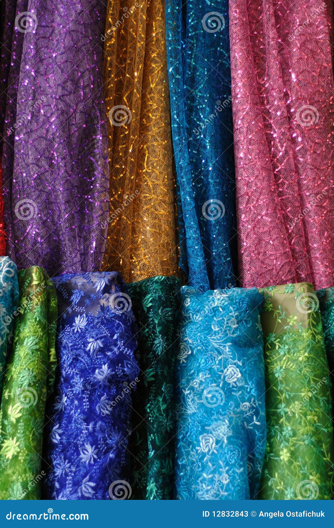 Multicolored Fabric for Sale Stock Image - Image of shiny, pretty: 12832843
