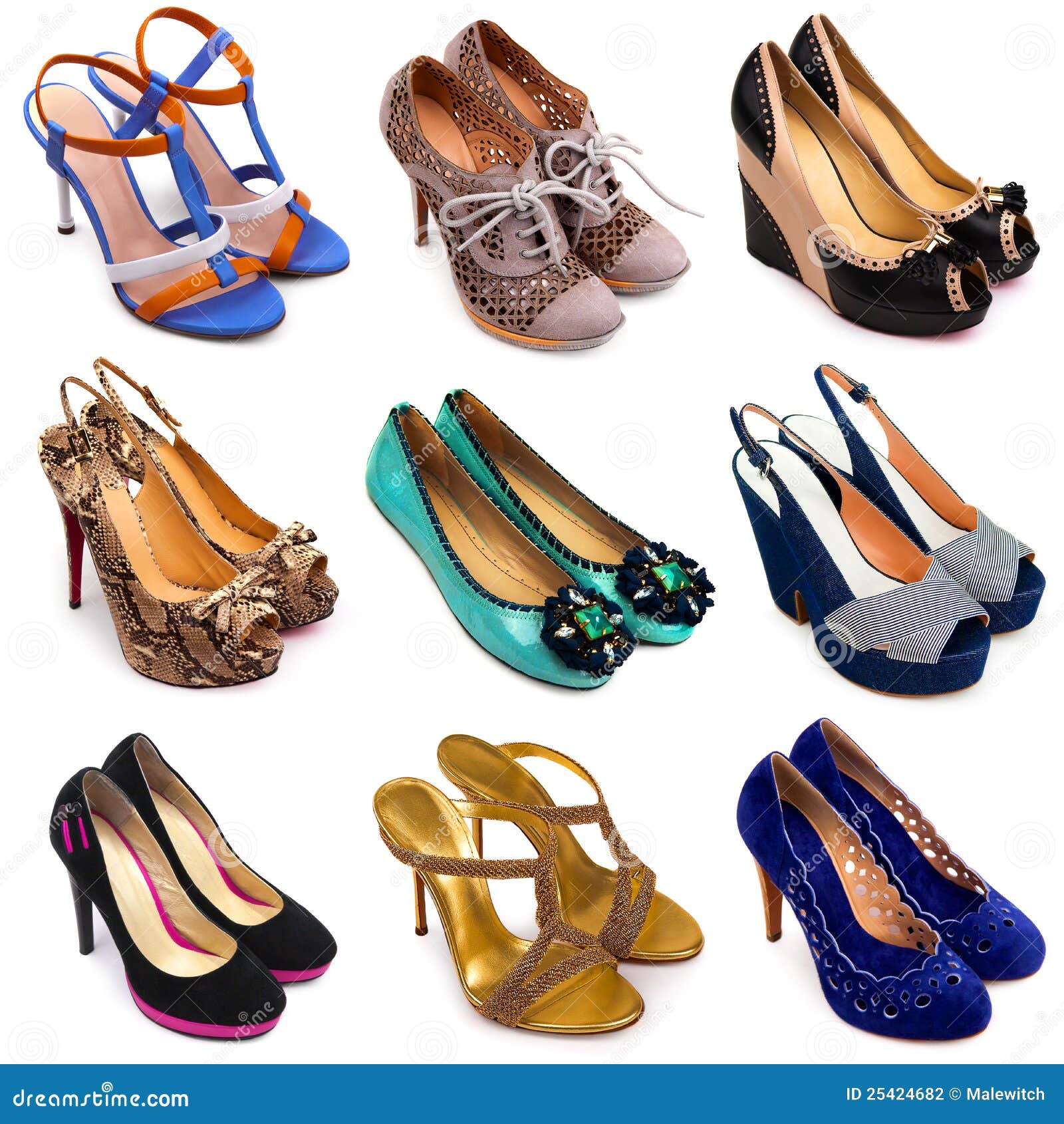 Multicolored Female Shoes-10 Stock Photo - Image of arrangement ...