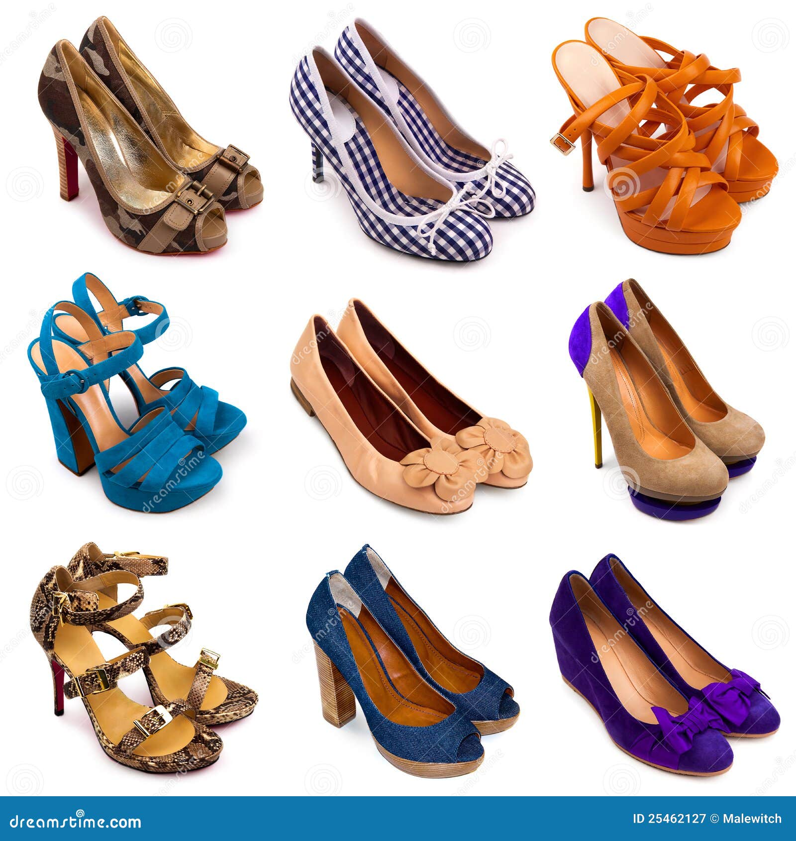 Multicolored Female Shoes-13 Stock Image - Image of sandals, platforms ...