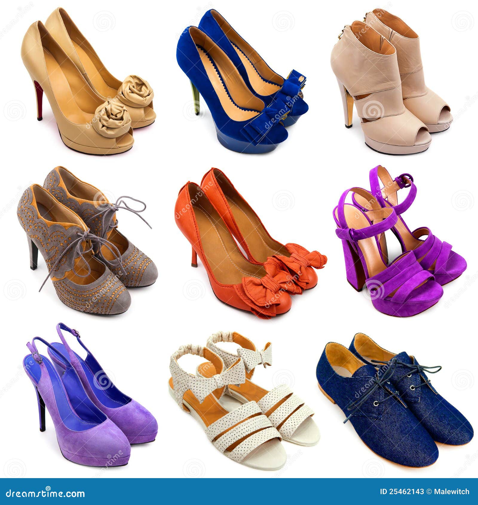 Multicolored Female Shoes-15 Stock Image - Image of model, flat: 25462143