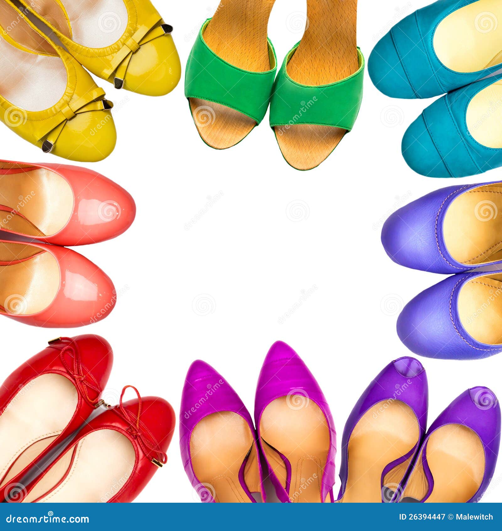 Multicolored Female Shoes Frame-4 Stock Image - Image of isolated ...