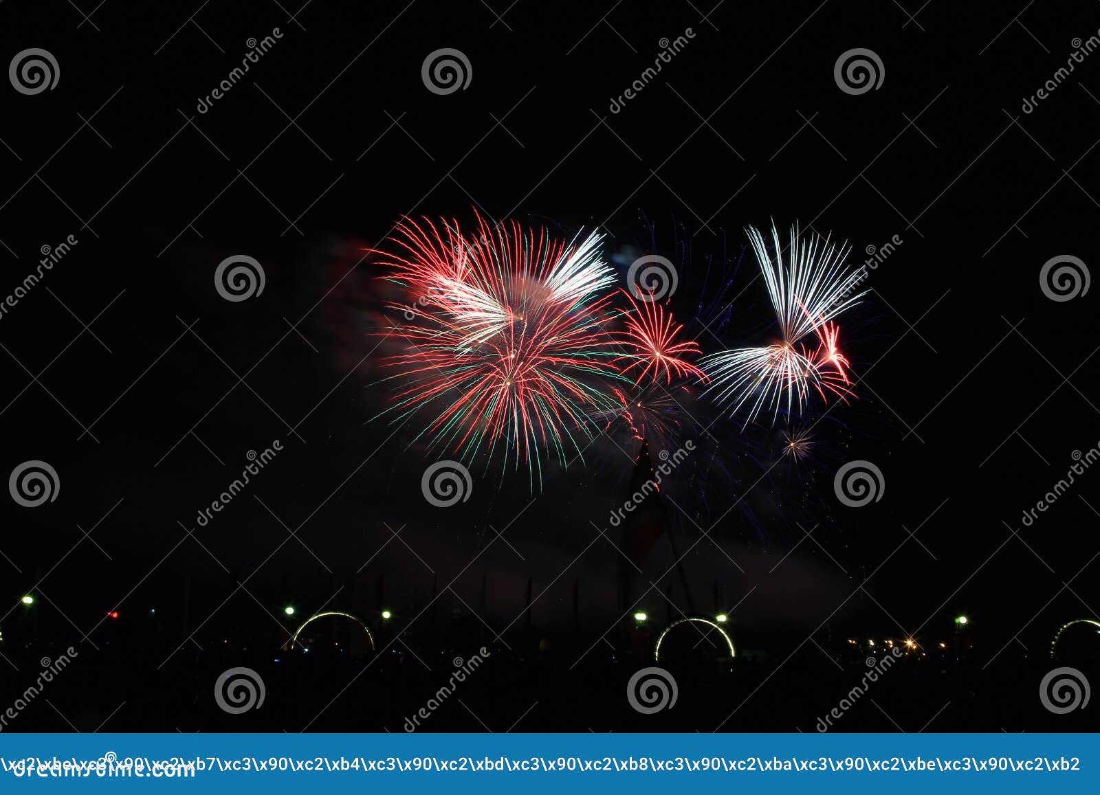 Multicolored Fireworks in the Dark Sky, City Day Celebration. Stock ...