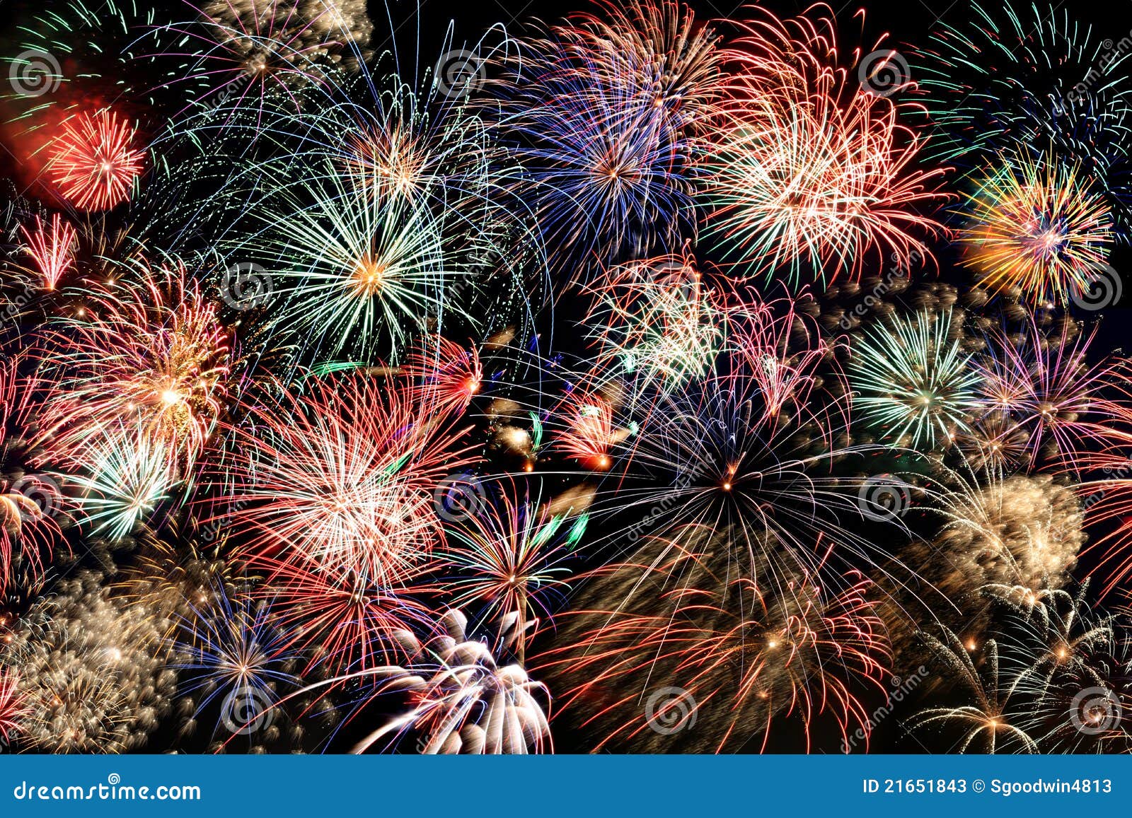 Multicolored Fireworks Fill the Frame Stock Image - Image of abstract ...