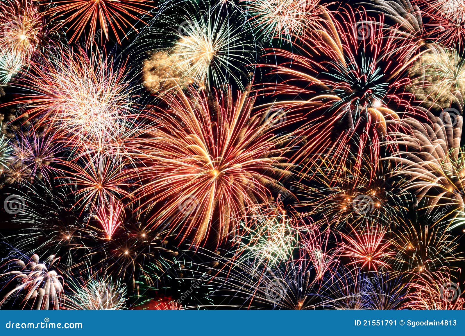 Multicolored Fireworks Horizontal Stock Image - Image of frame, explode ...
