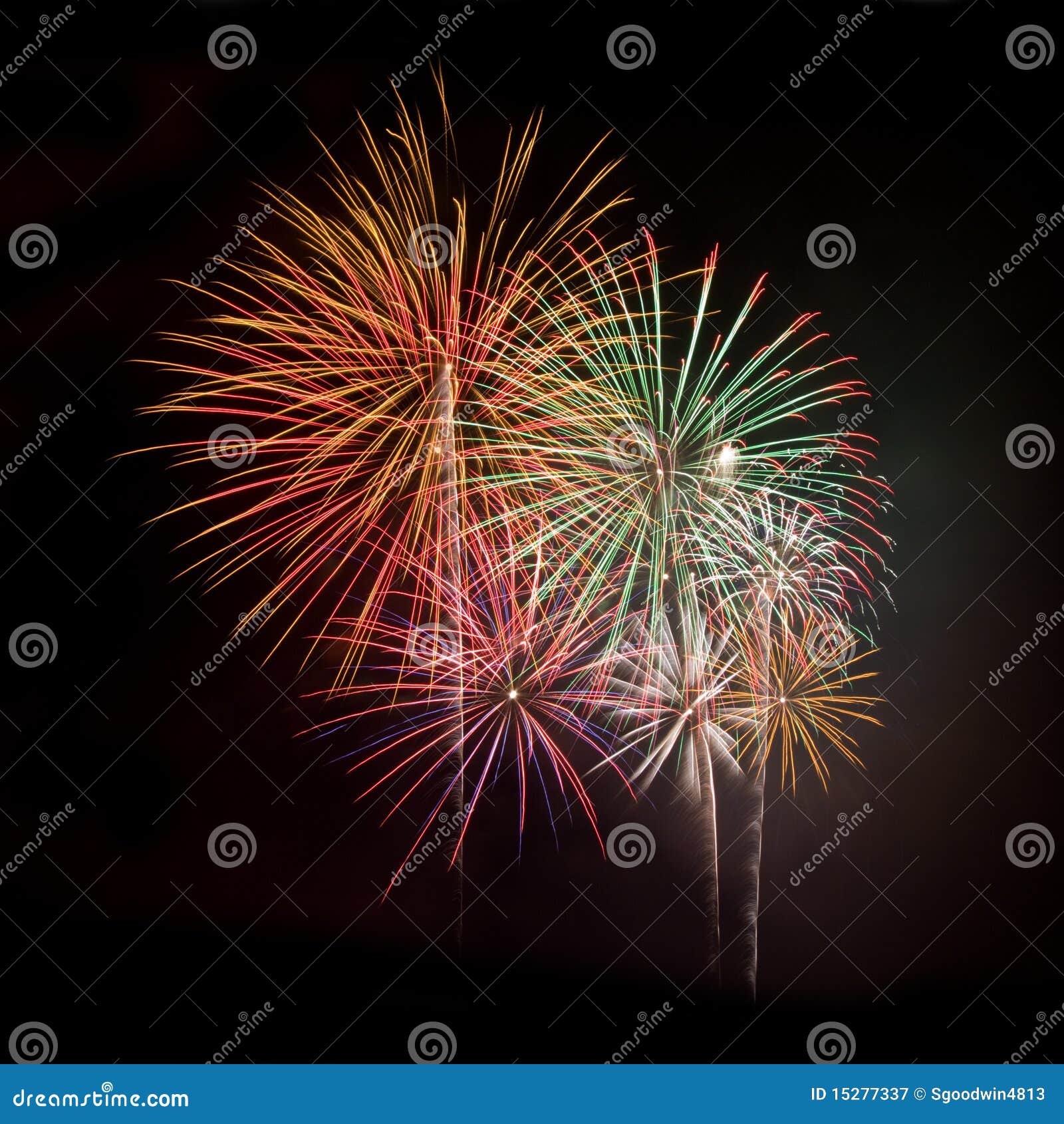 Multicolored Fireworks Square Stock Image - Image of explosive, evening ...